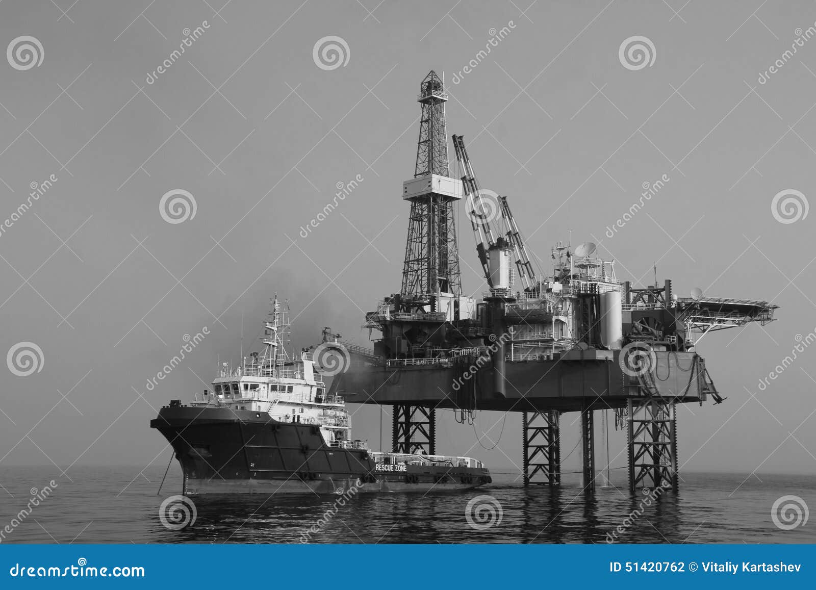 Supply Vessel and Drilling Platform, Work in Progress Stock Photo ...