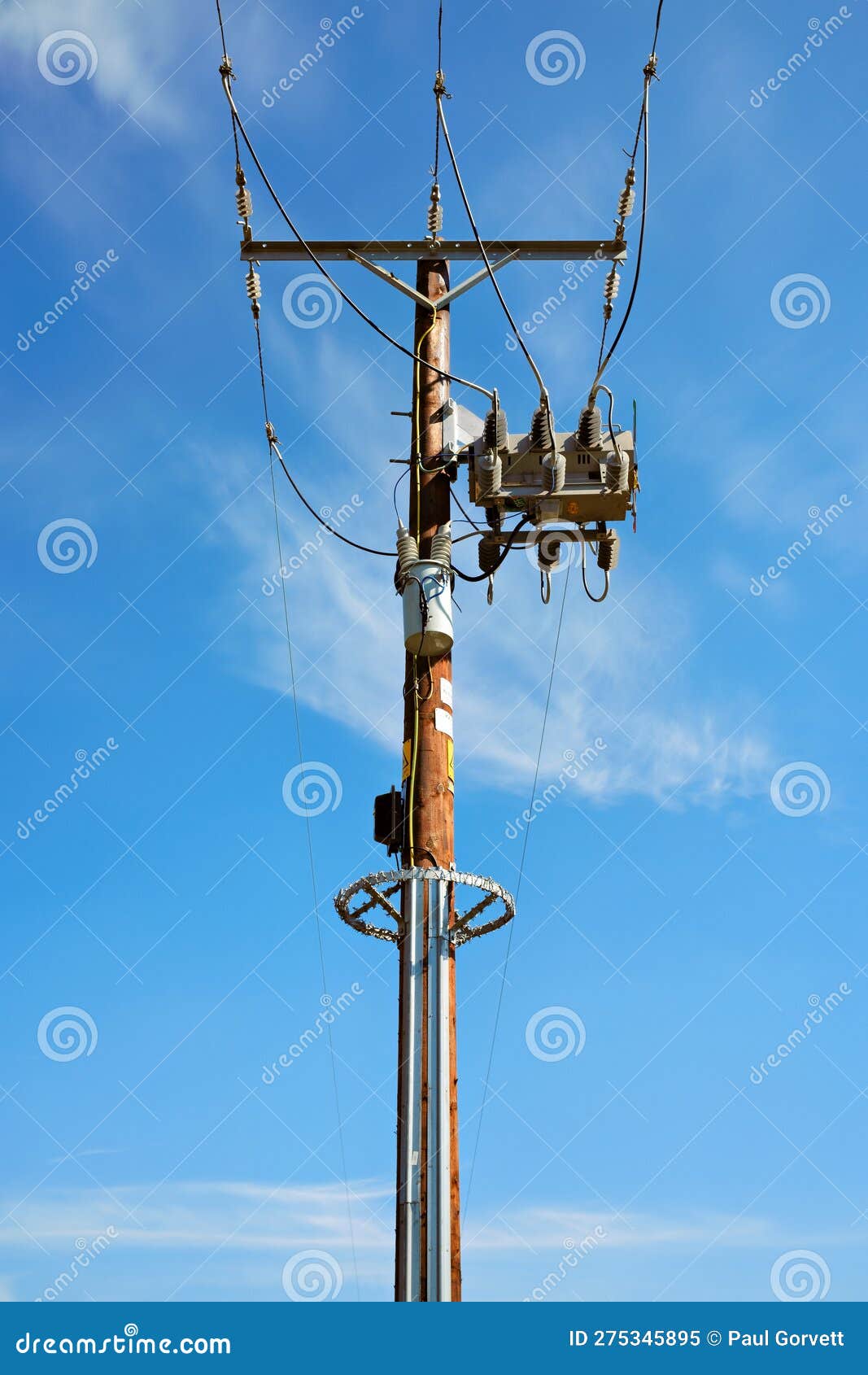 Supplying Electricity through Overhead Power Lines Stock Image - Image ...