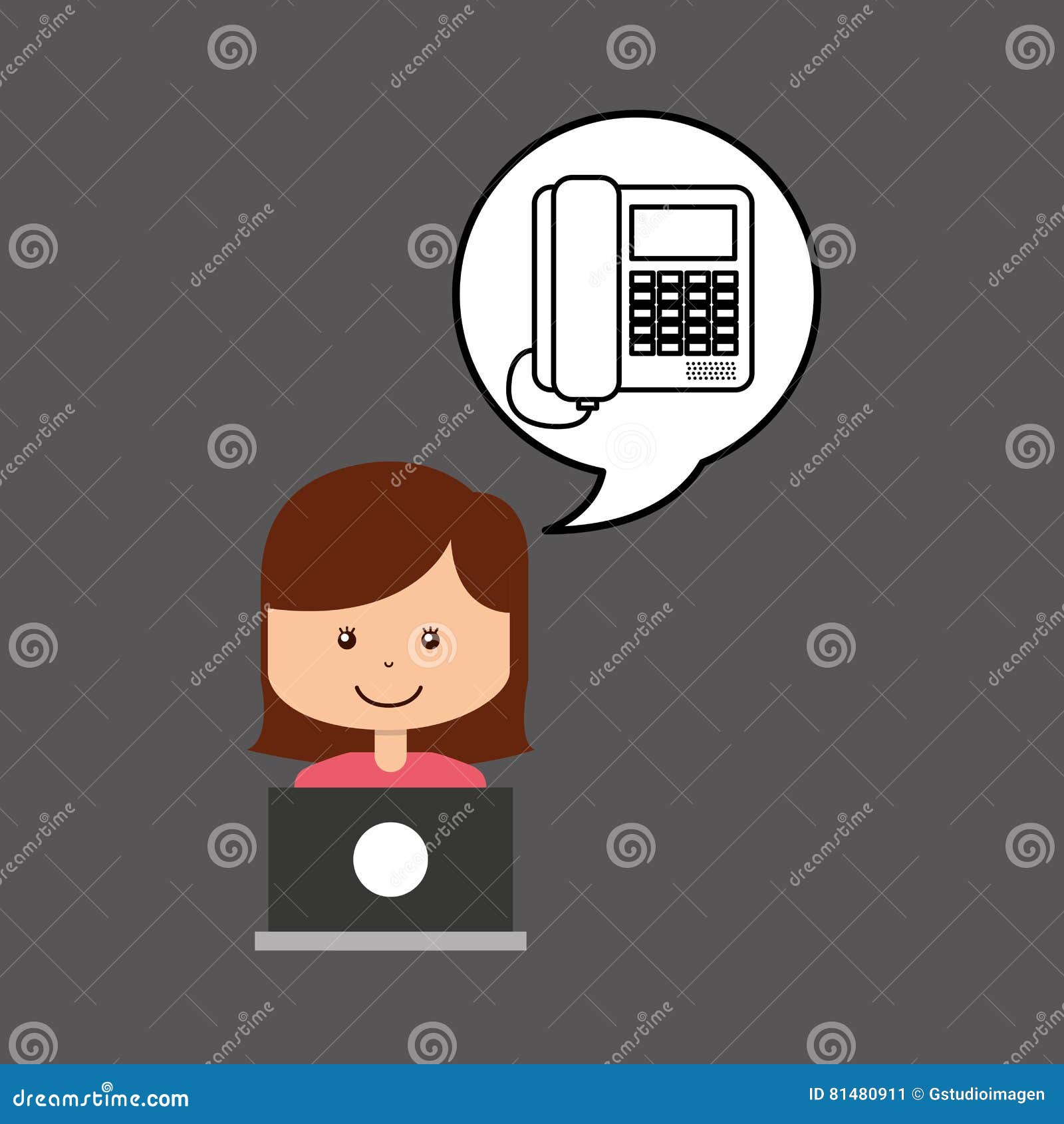 Support Assistance Concept Girl With Line Service Cartoon Vector ...