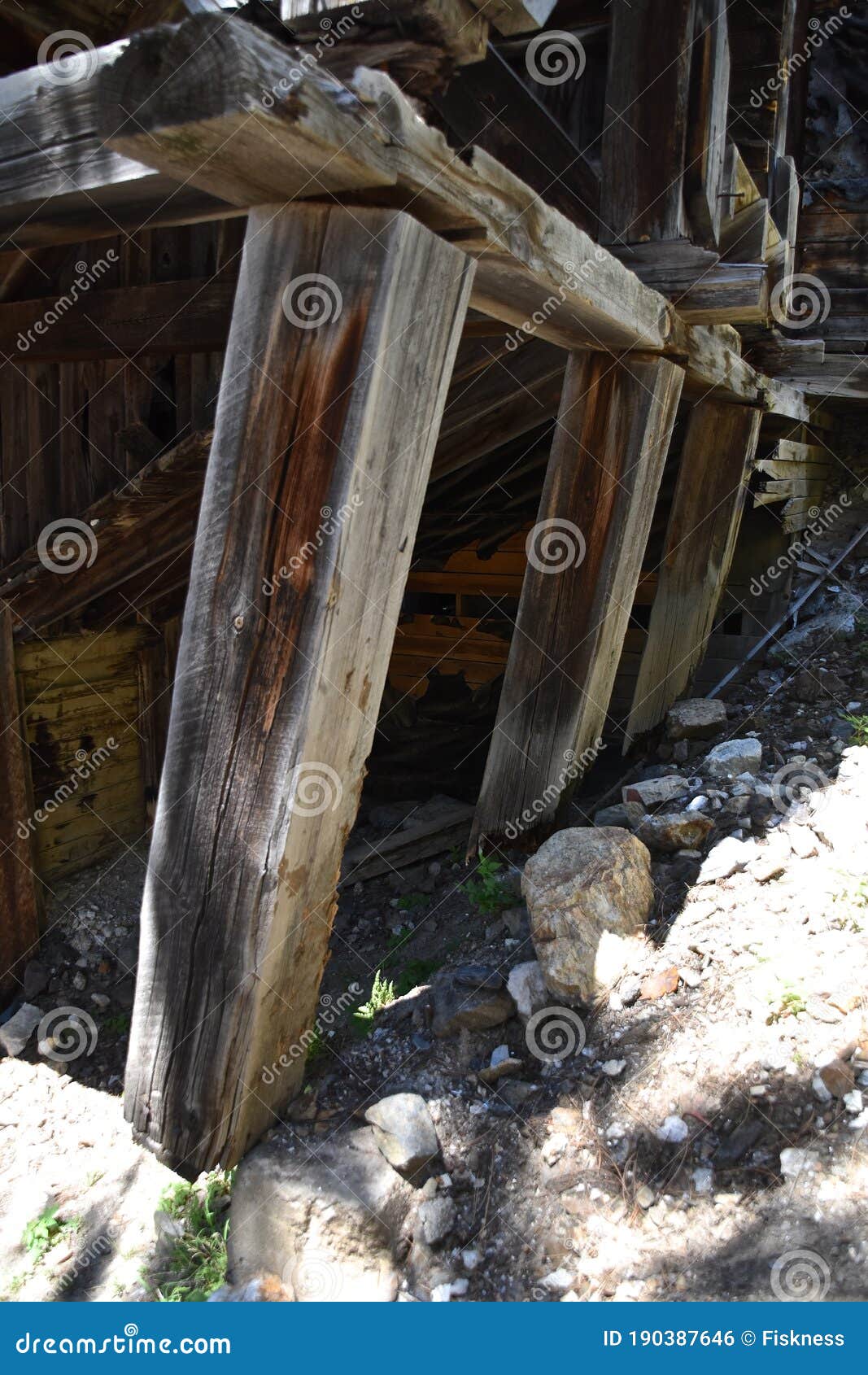 Support Beams Are Sagging On The Frame Of An Old Mining Structure Stock ...