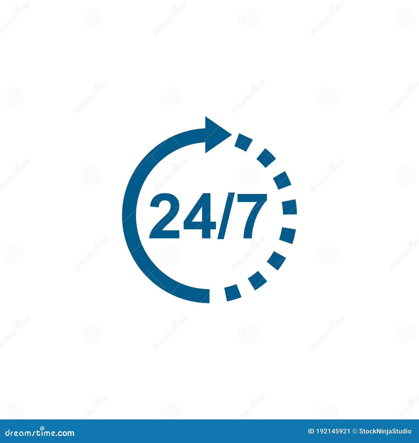 Support 24-7 Blue Icon on White Background. Blue Flat Style Vector ...