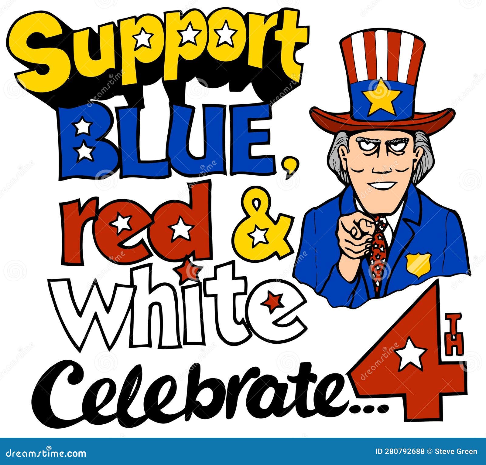 Support Blue Red and White with Uncle Sam Stock Illustration ...