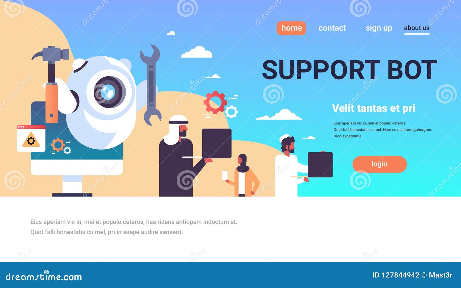 Support Bot Robot Wrench Service Repair Concept Artificial Intelligence ...