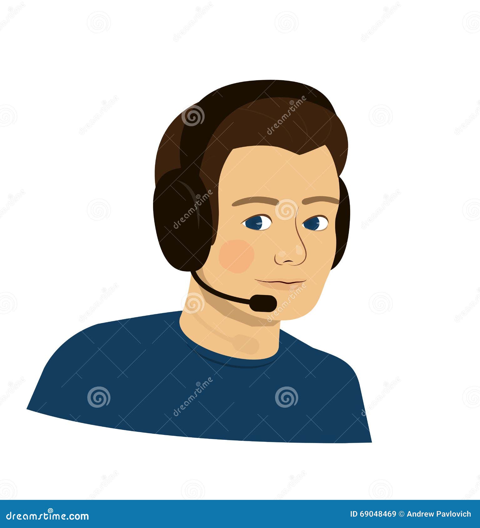 Support Boy with Headphones - Call Center Stock Vector - Illustration ...