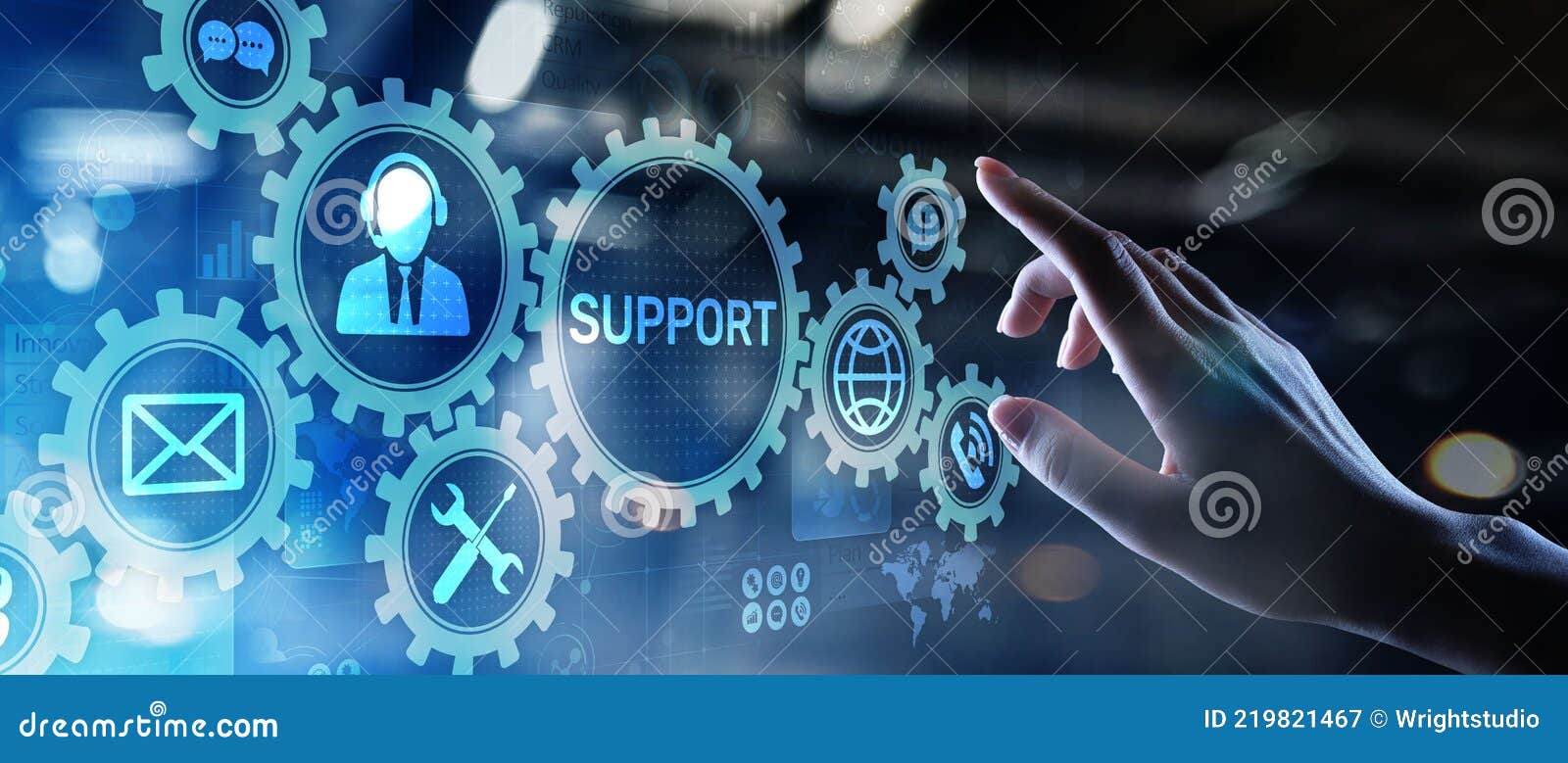 Support Button on Virtual Screen. Customer Service and Communication ...