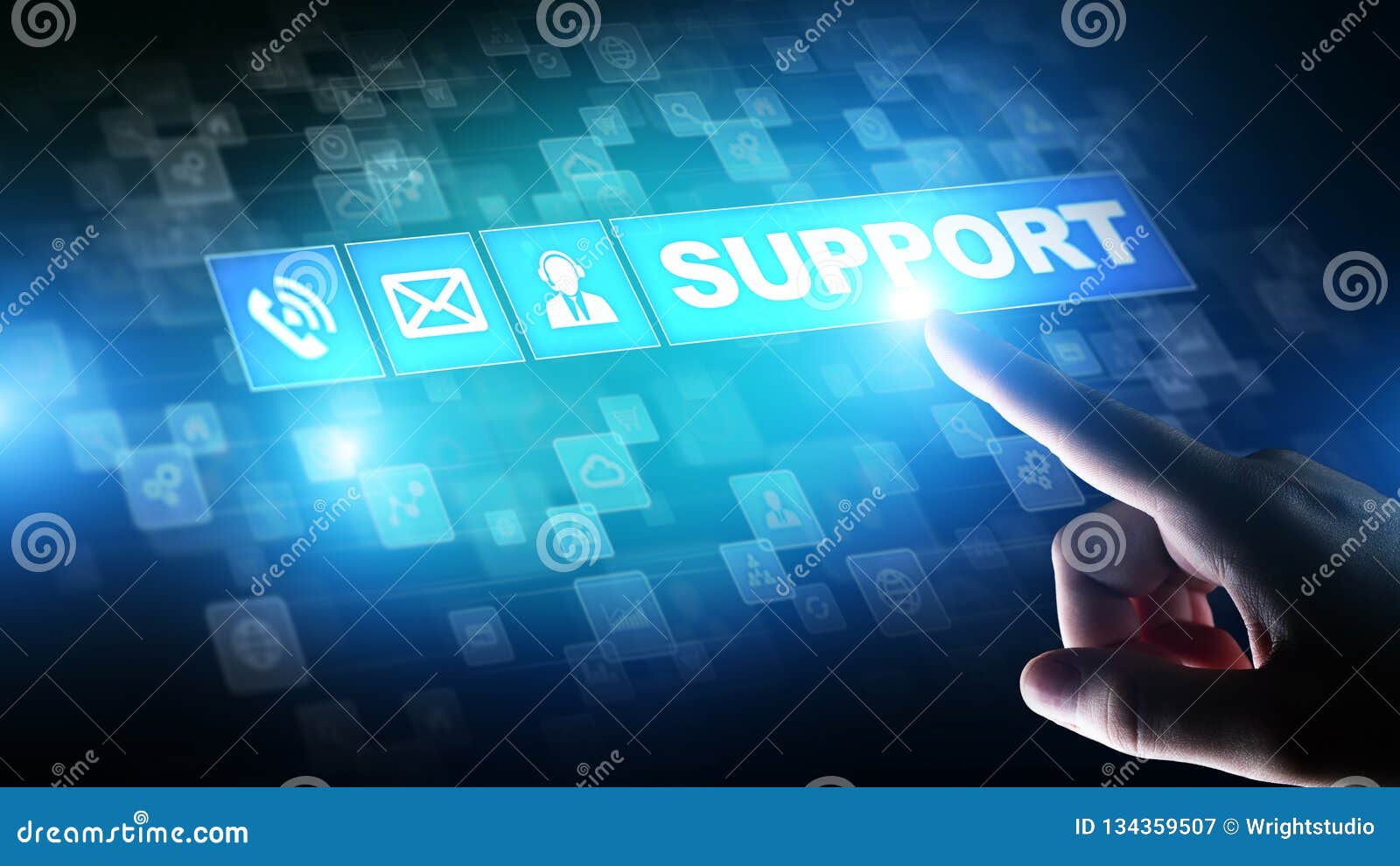 Support Button on Virtual Screen. Customer Service and Communication ...