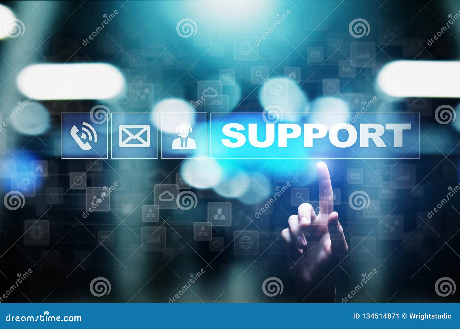 Support Button on Virtual Screen. Customer Service and Communication ...