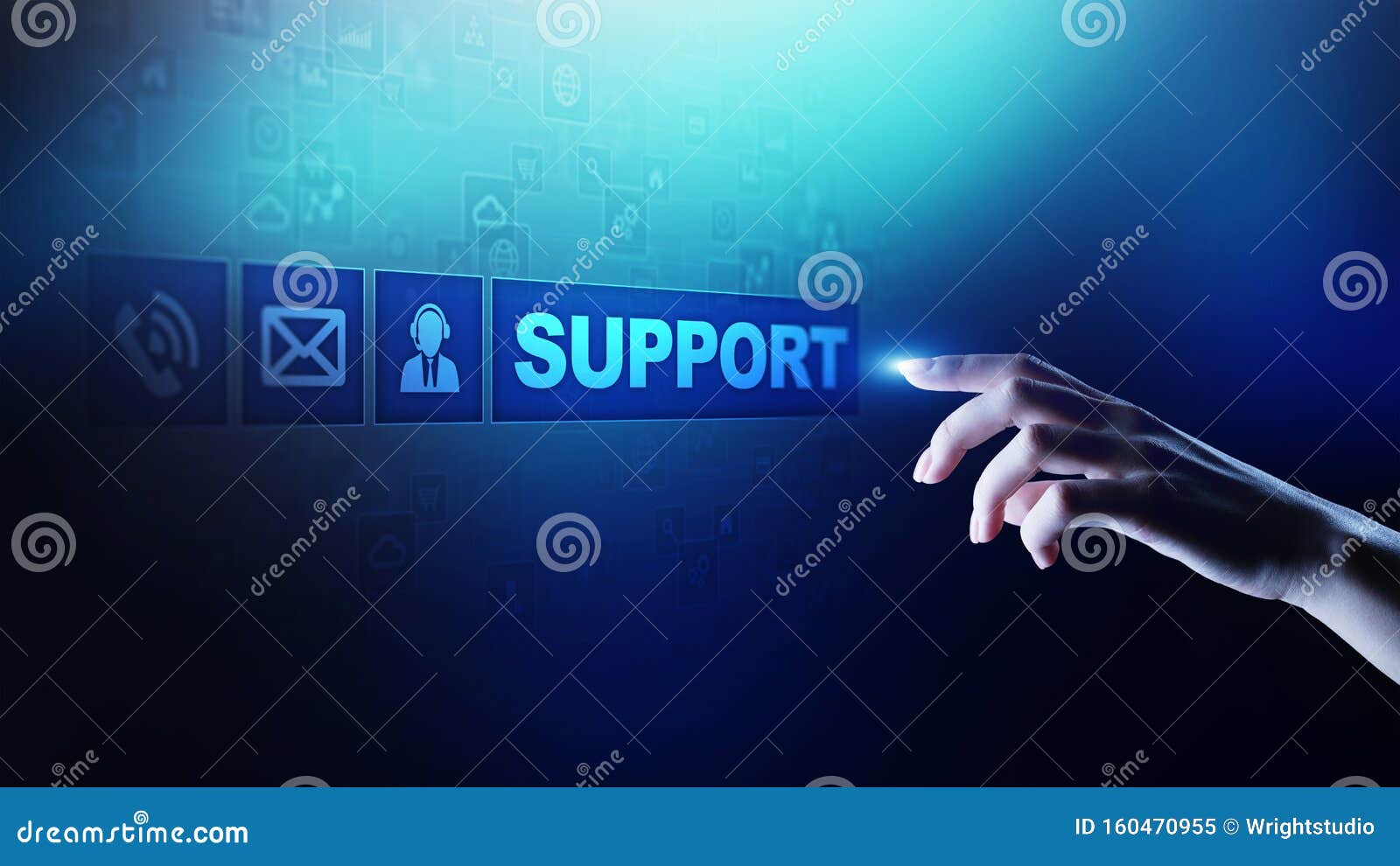 Support Button on Virtual Screen. Customer Service and Communication ...