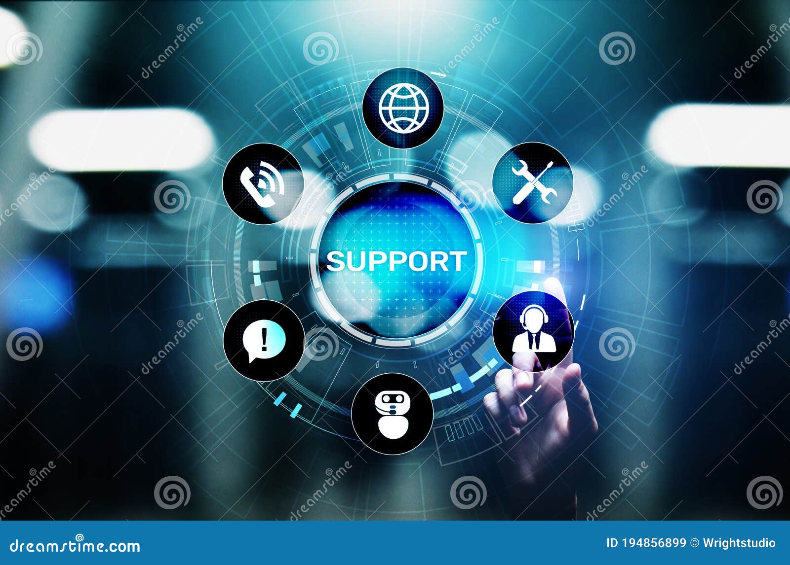 Support Button on Virtual Screen. Customer Service and Communication ...
