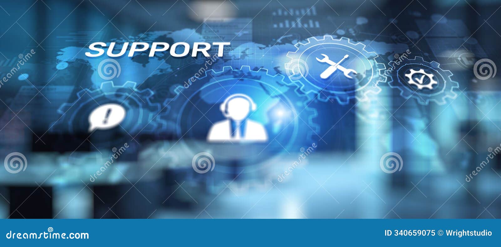 Support Button on Virtual Screen. Customer Service and Communication ...