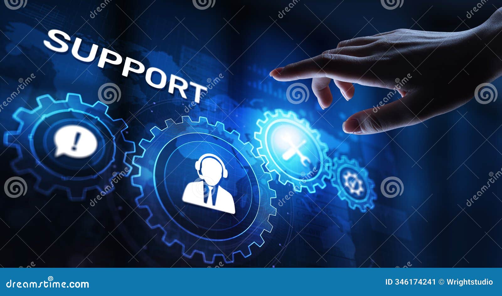 Support Button on Virtual Screen. Customer Service and Communication ...