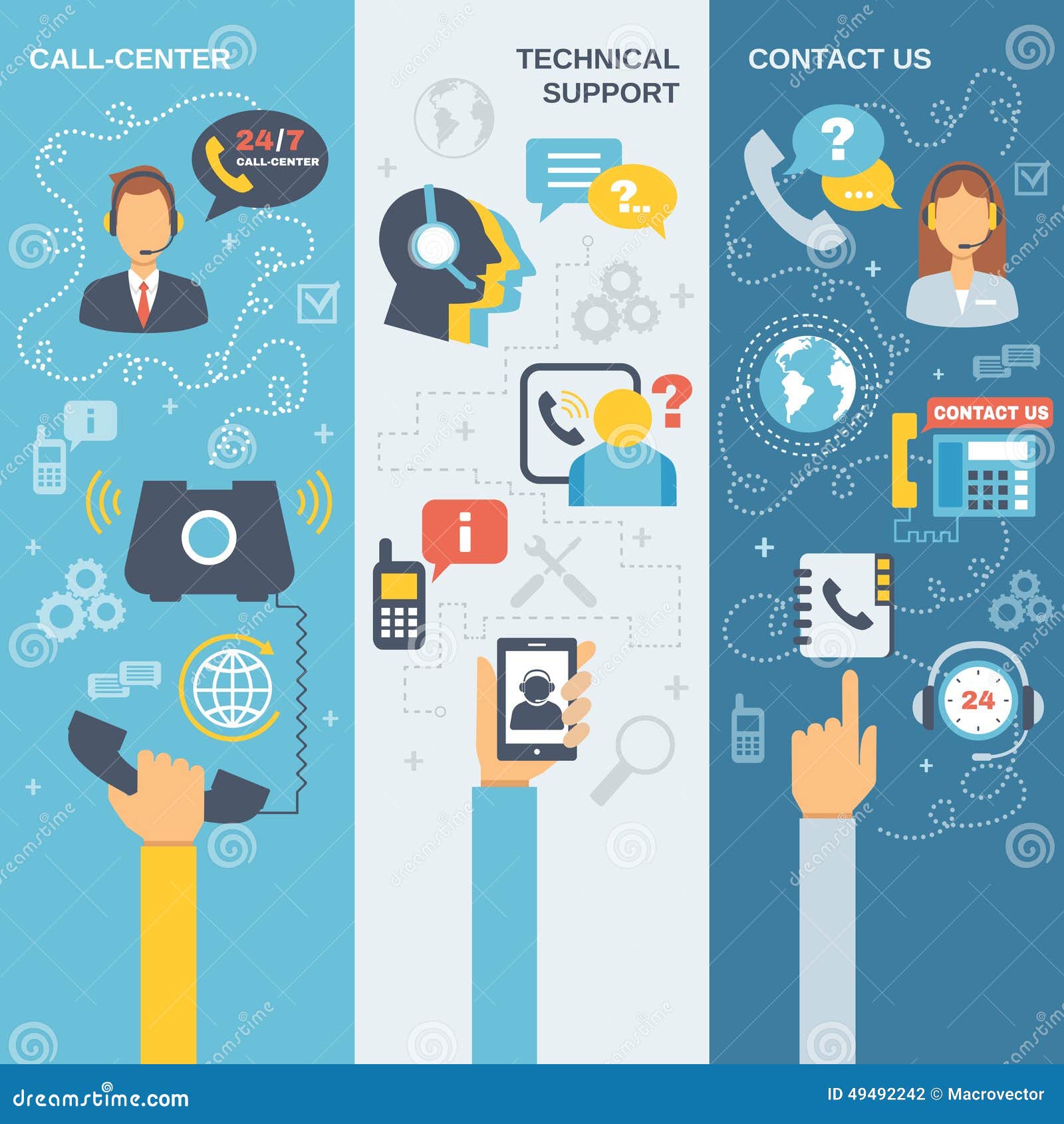 Support Call Center Banner stock vector. Illustration of assistance ...
