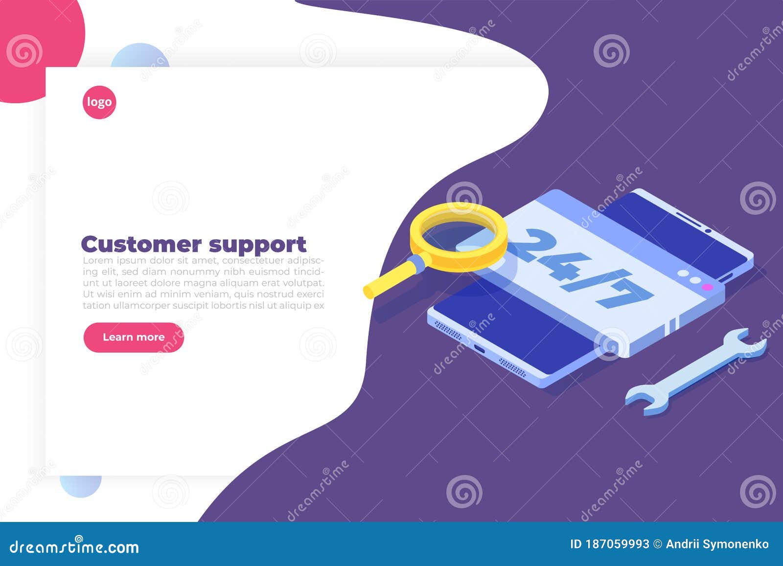 Support or Call Center 24/7 Concept. Web Page or Banner Design ...