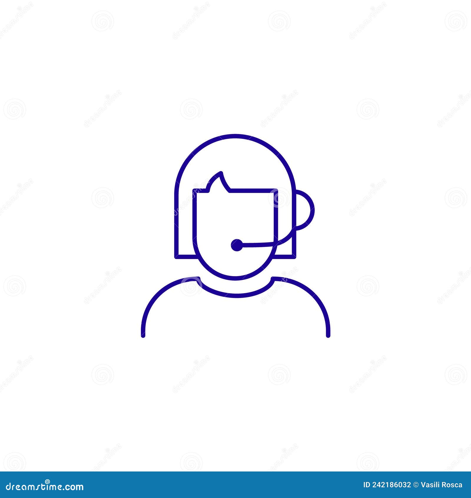 Support Call Center Customer Line Icon. Callcenter Operator Headset ...