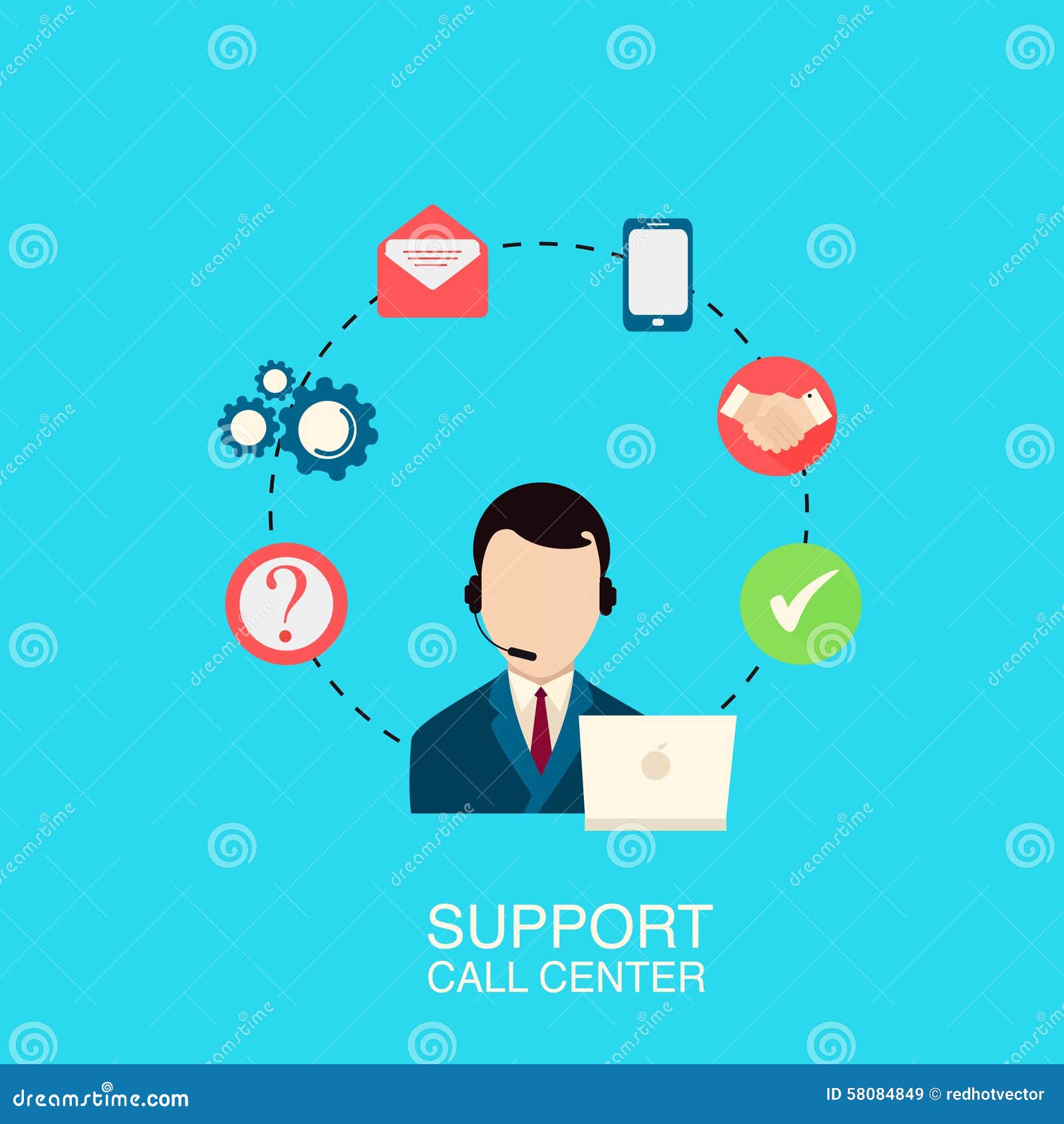Support Call Center Illustration. Stock Illustration - Illustration of ...