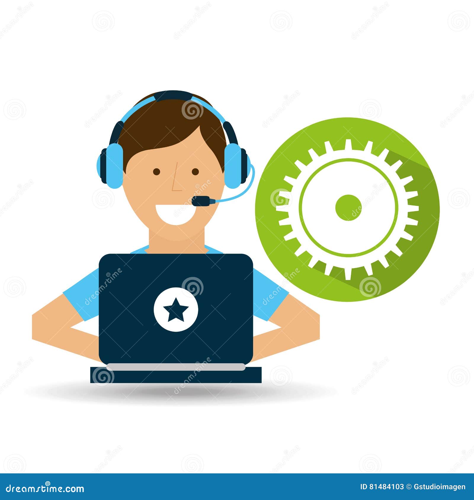 Support center with gear stock vector. Illustration of helpline - 81484103