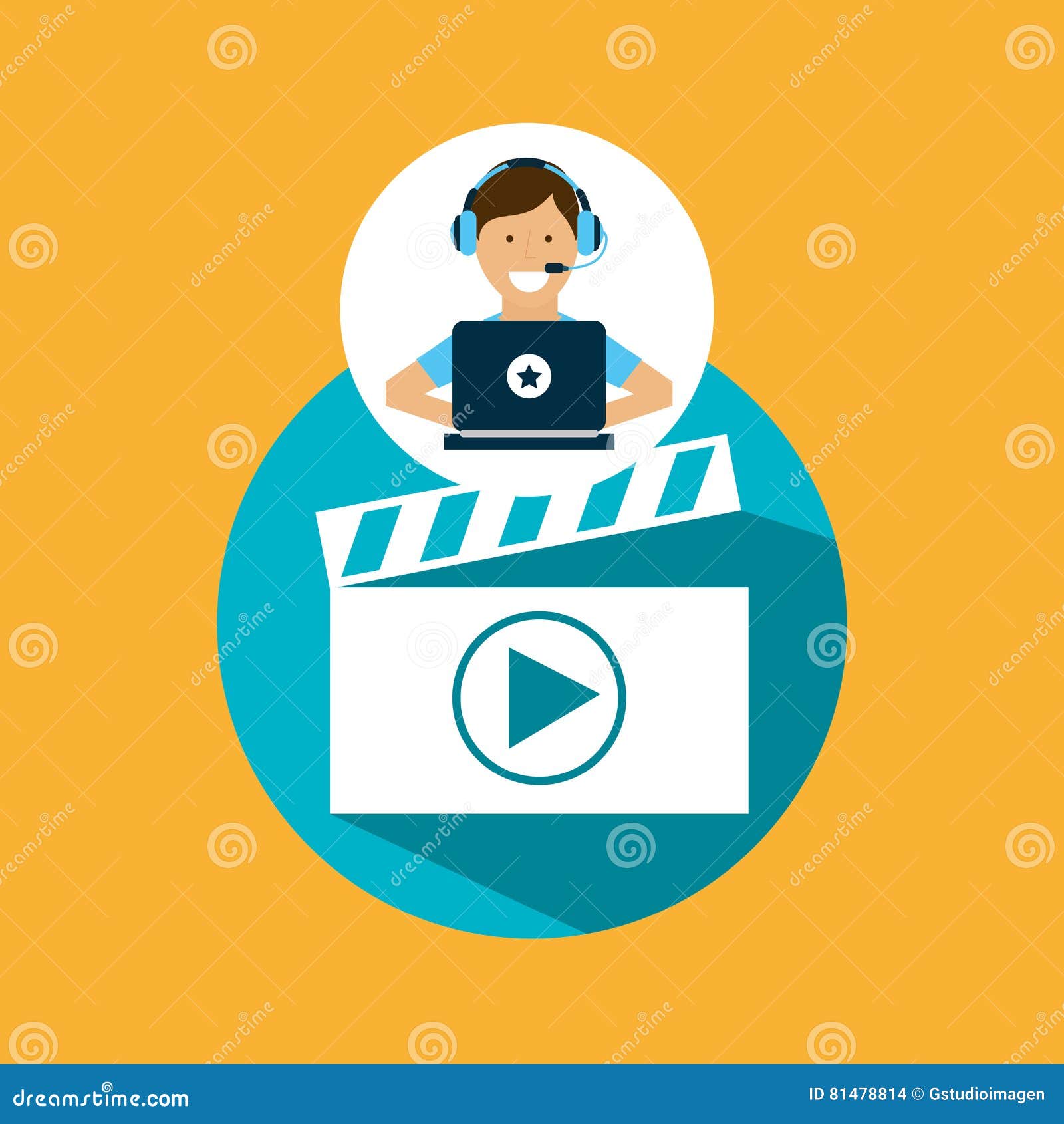 Support center with movie stock vector. Illustration of media - 81478814