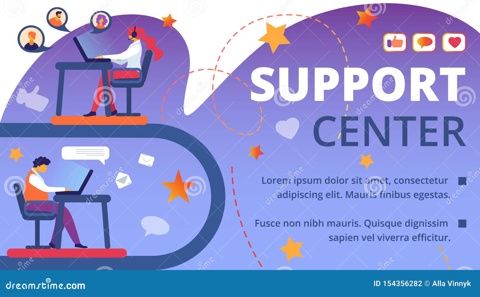 Support Center Technical Service Horizontal Banner Stock Vector ...