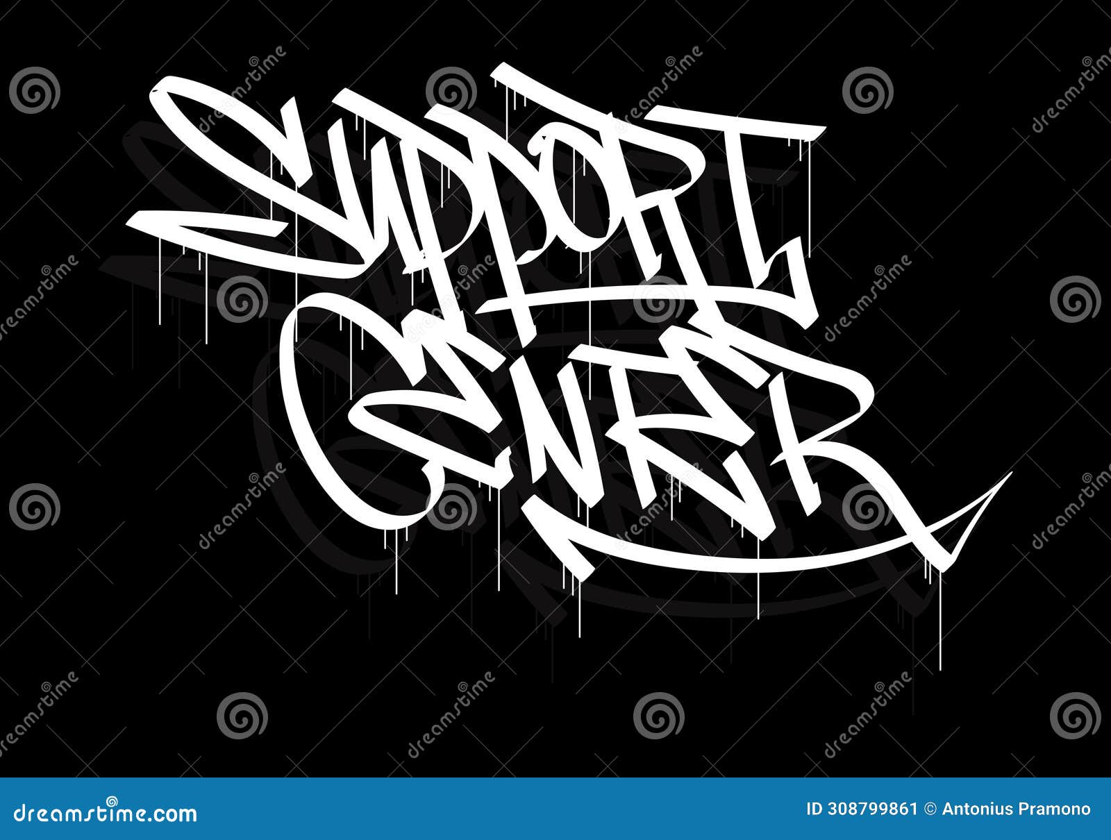 SUPPORT CENTER Word Graffiti Tag Style Stock Vector - Illustration of ...