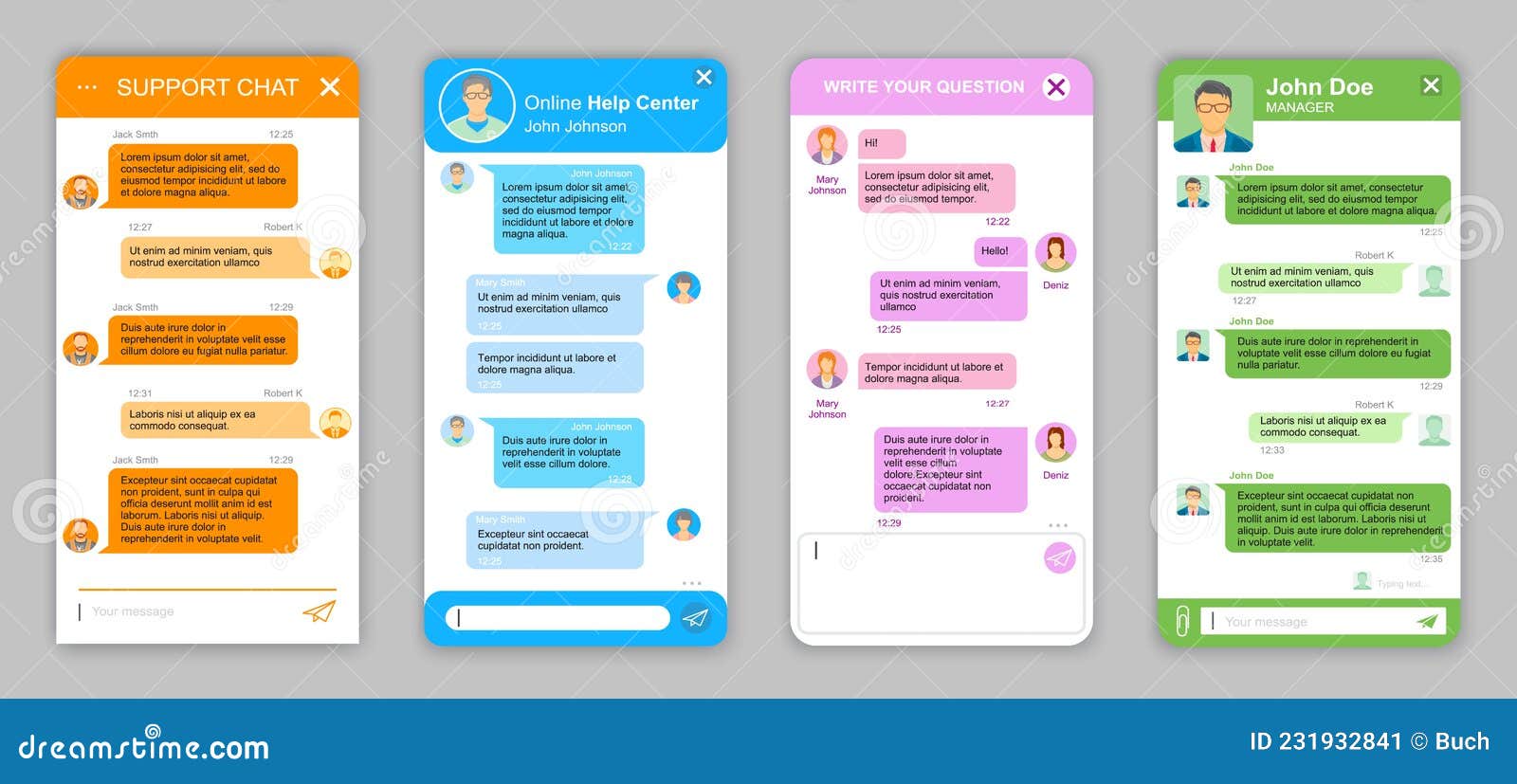 Support Chat Bot Window, Chatbot Online Messenger Stock Vector ...