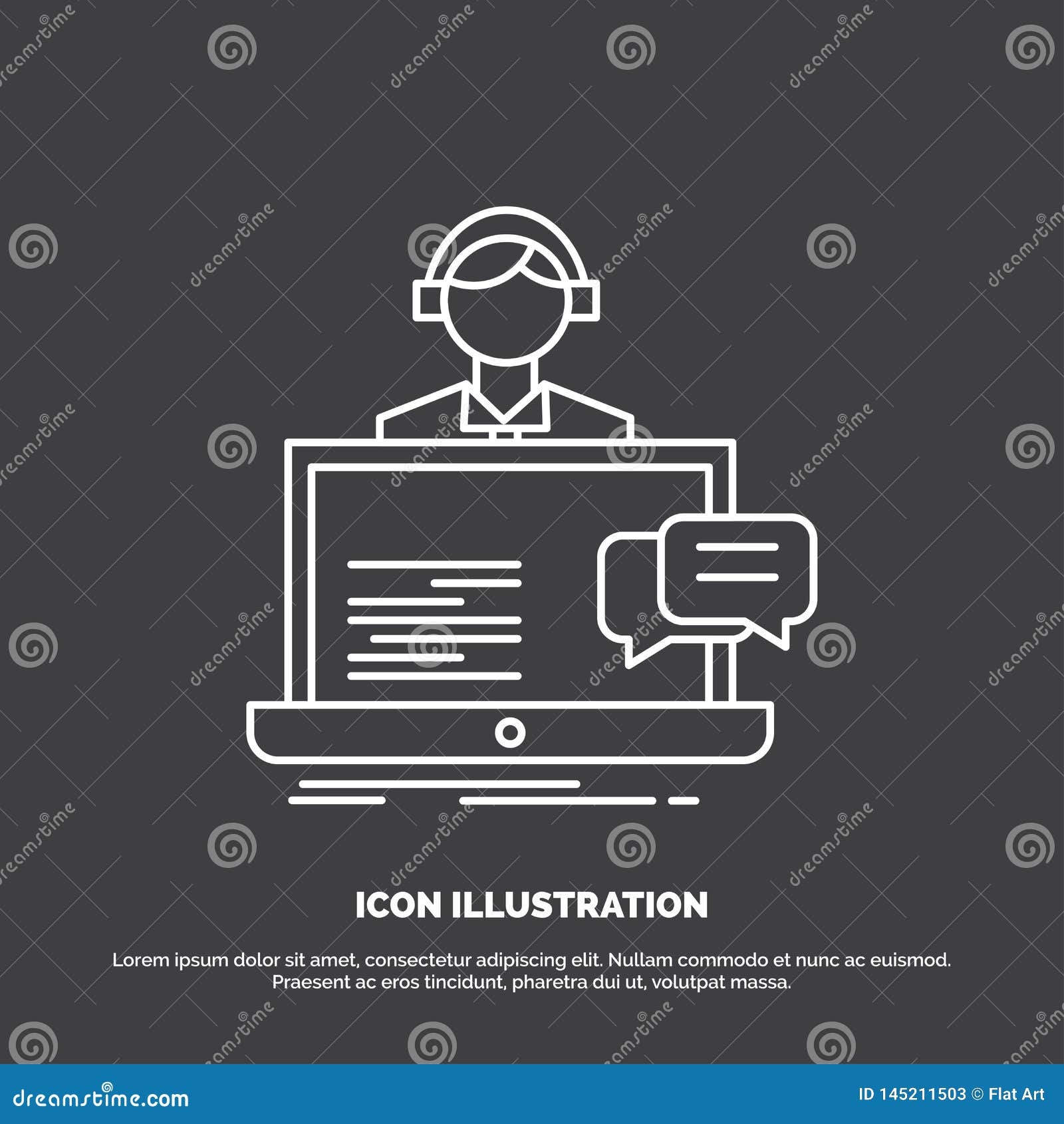 Support, Chat, Customer, Service, Help Icon. Line Vector Symbol for UI ...