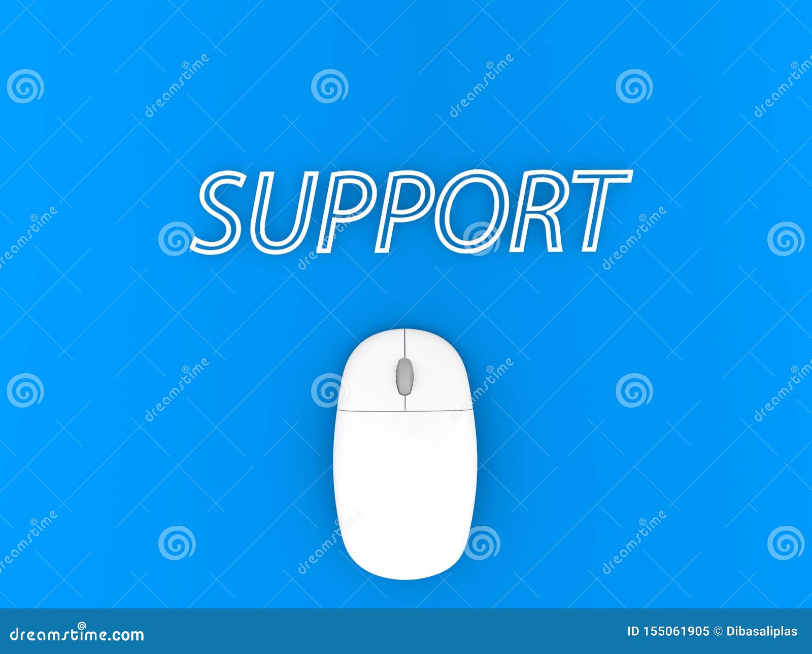 Support and Computer Mouse on a Blue Background. Stock Illustration ...