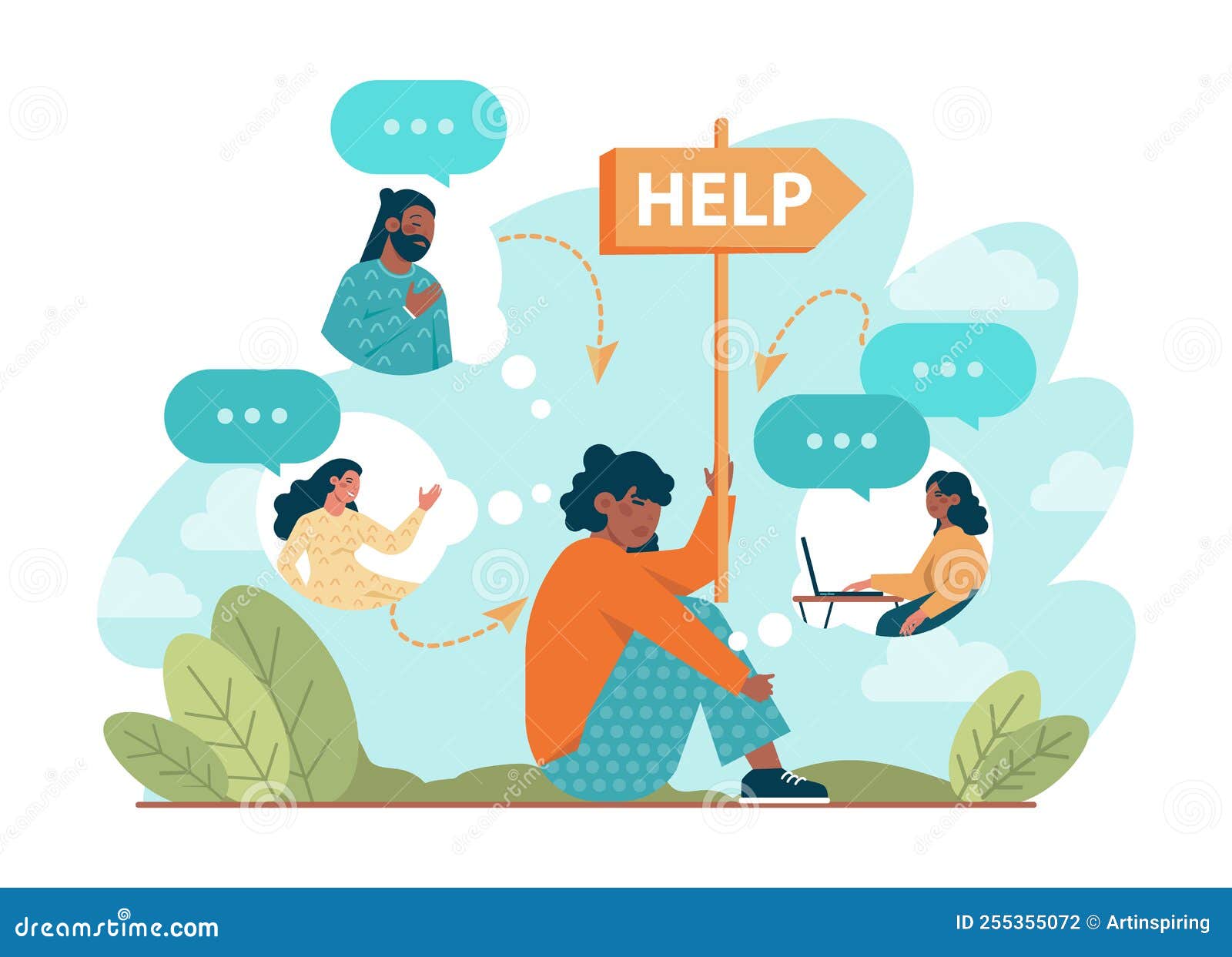 Support Concept. Character Help Each Other in Solving Problems Stock ...