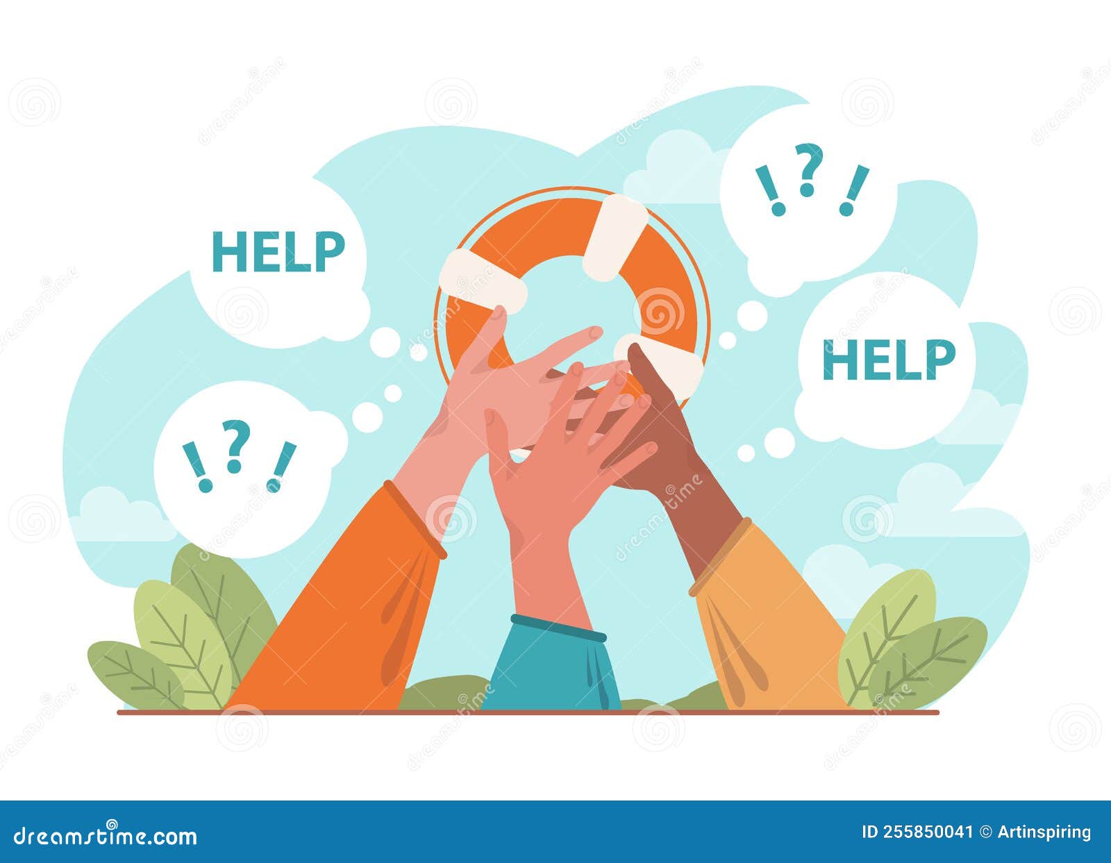 Support Concept. Character Help Each Other in Solving Problems Stock ...