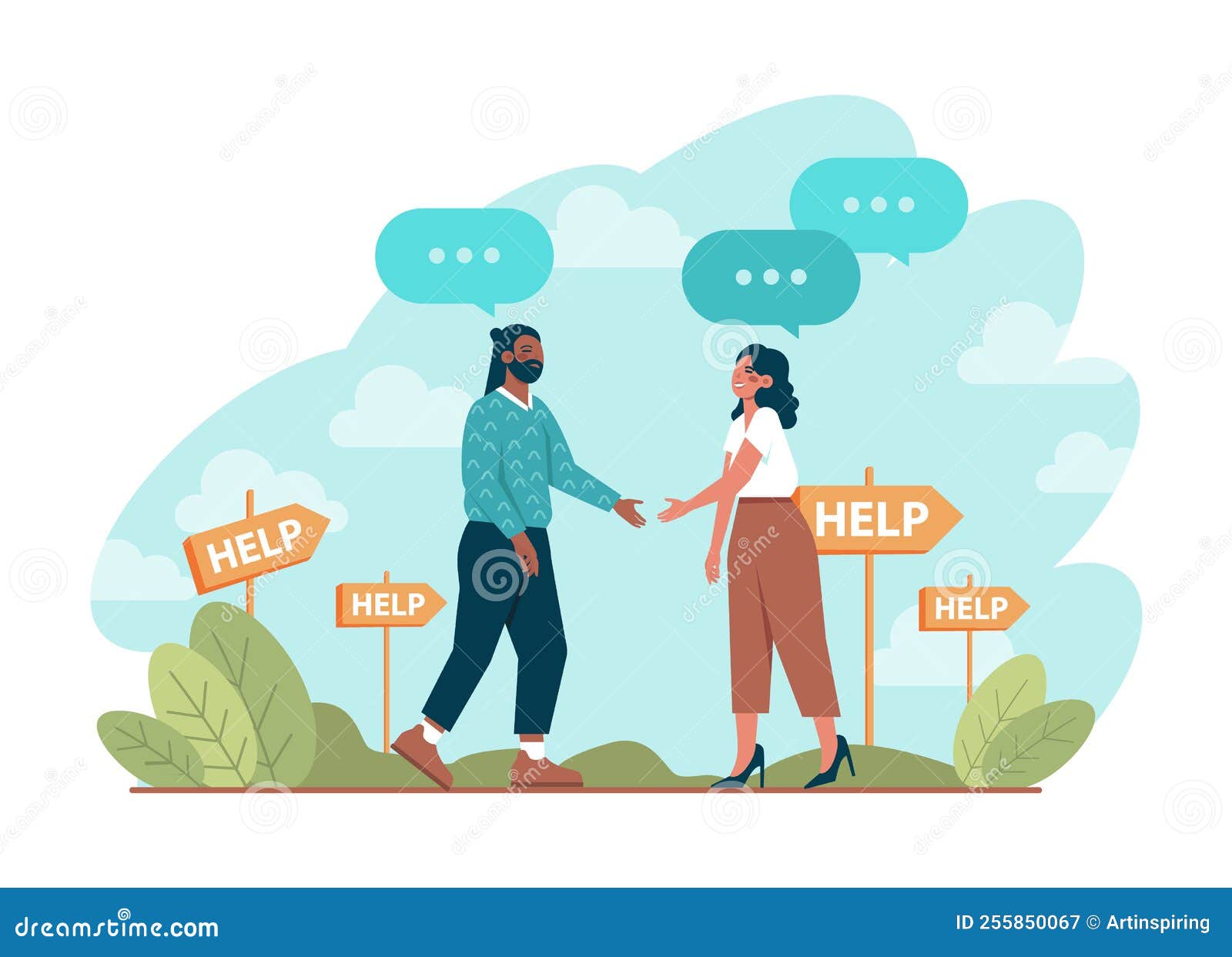 Support Concept. Character Help Each Other in Solving Problems Stock ...