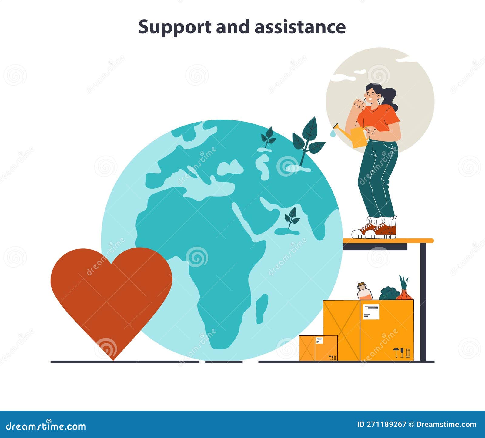 Support Concept. Characters Help Each Other in Solving Problems Stock ...