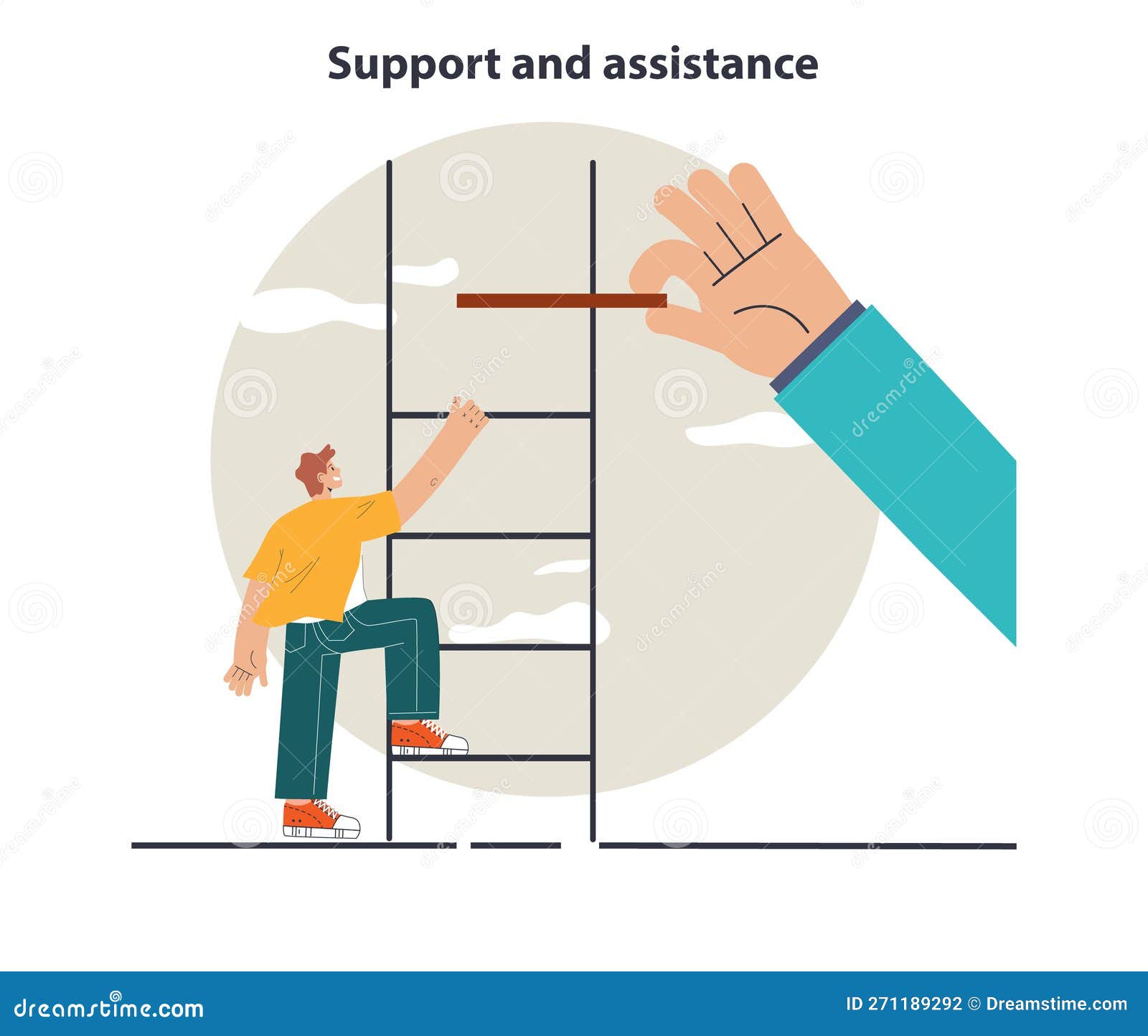 Support Concept. Characters Help Each Other in Solving Problems Stock ...