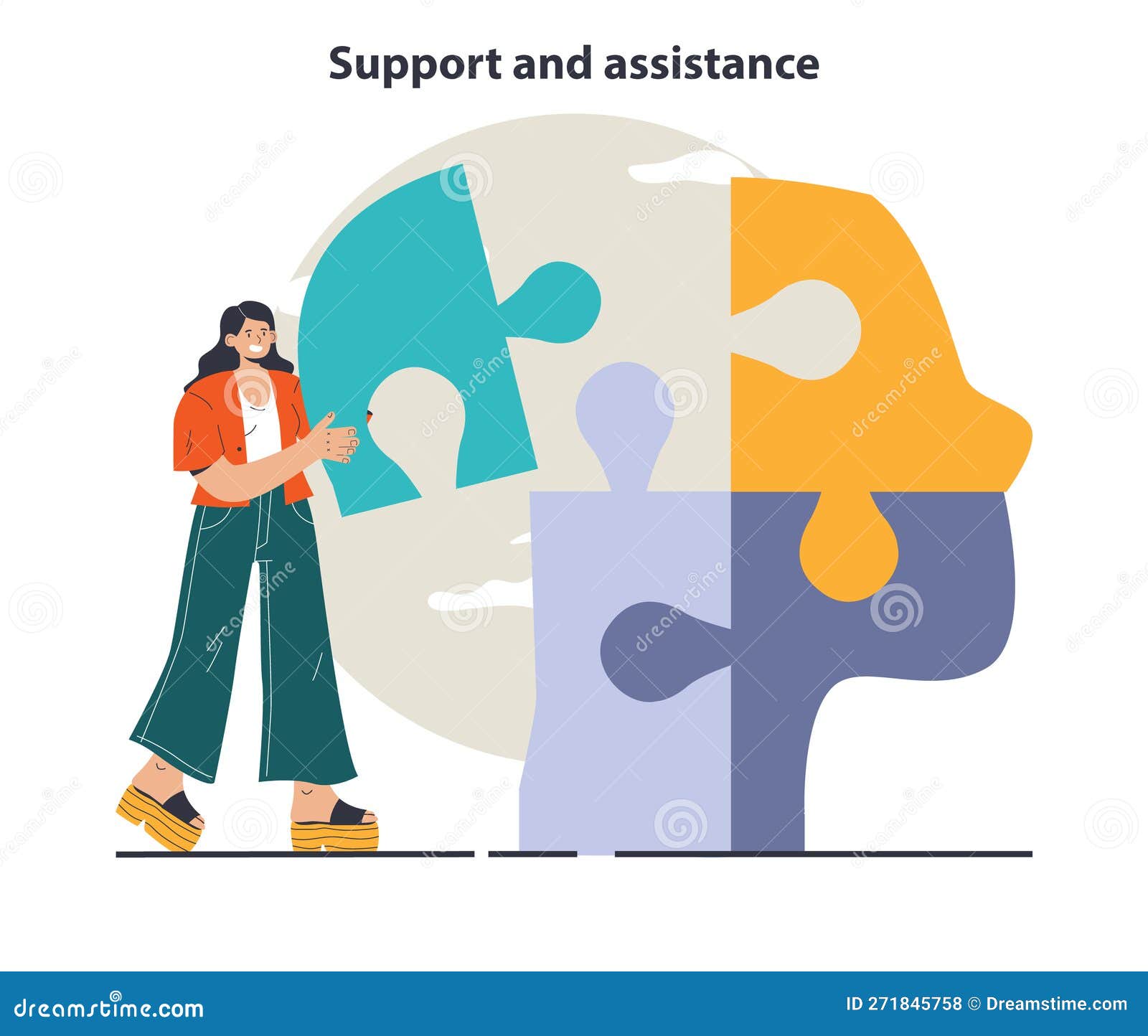 Support Concept. Characters Help Each Other in Solving Problems Stock ...