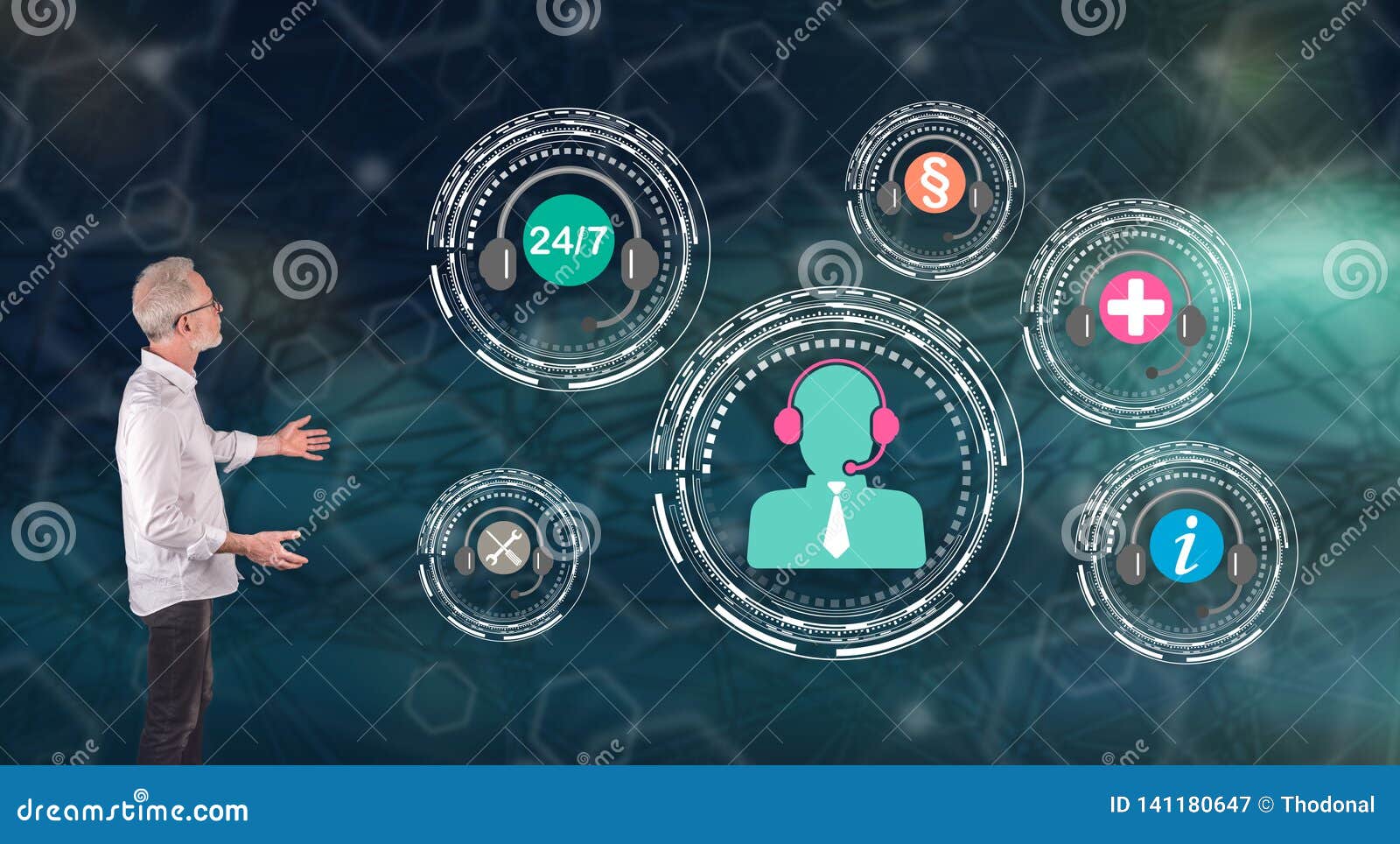 Support Concept Explained by a Businessman on a Wall Screen Stock Image ...