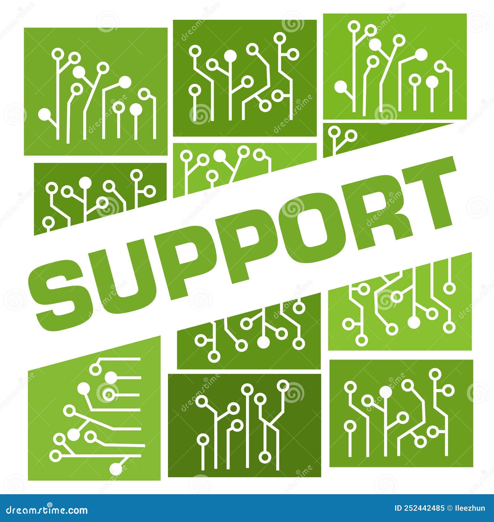 Support Green Boxes Circuit Grid Badge Style Stock Illustration ...