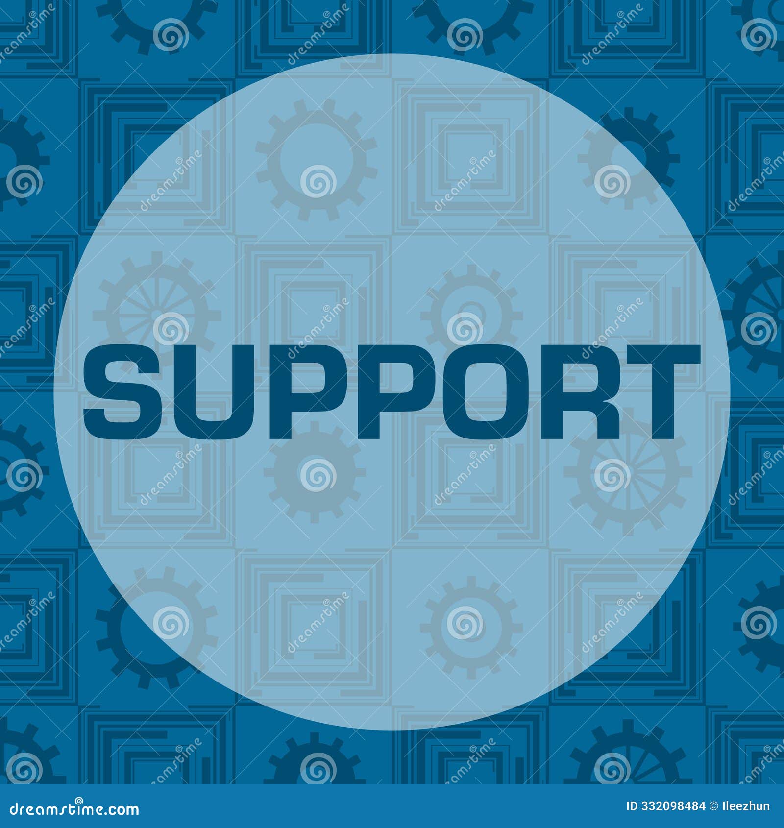 Support Gears Blue Texture Circle Text Stock Illustration ...