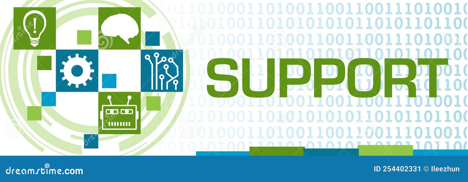 Support Green Blue Squares Grid Symbols Digital Horizontal Stock ...