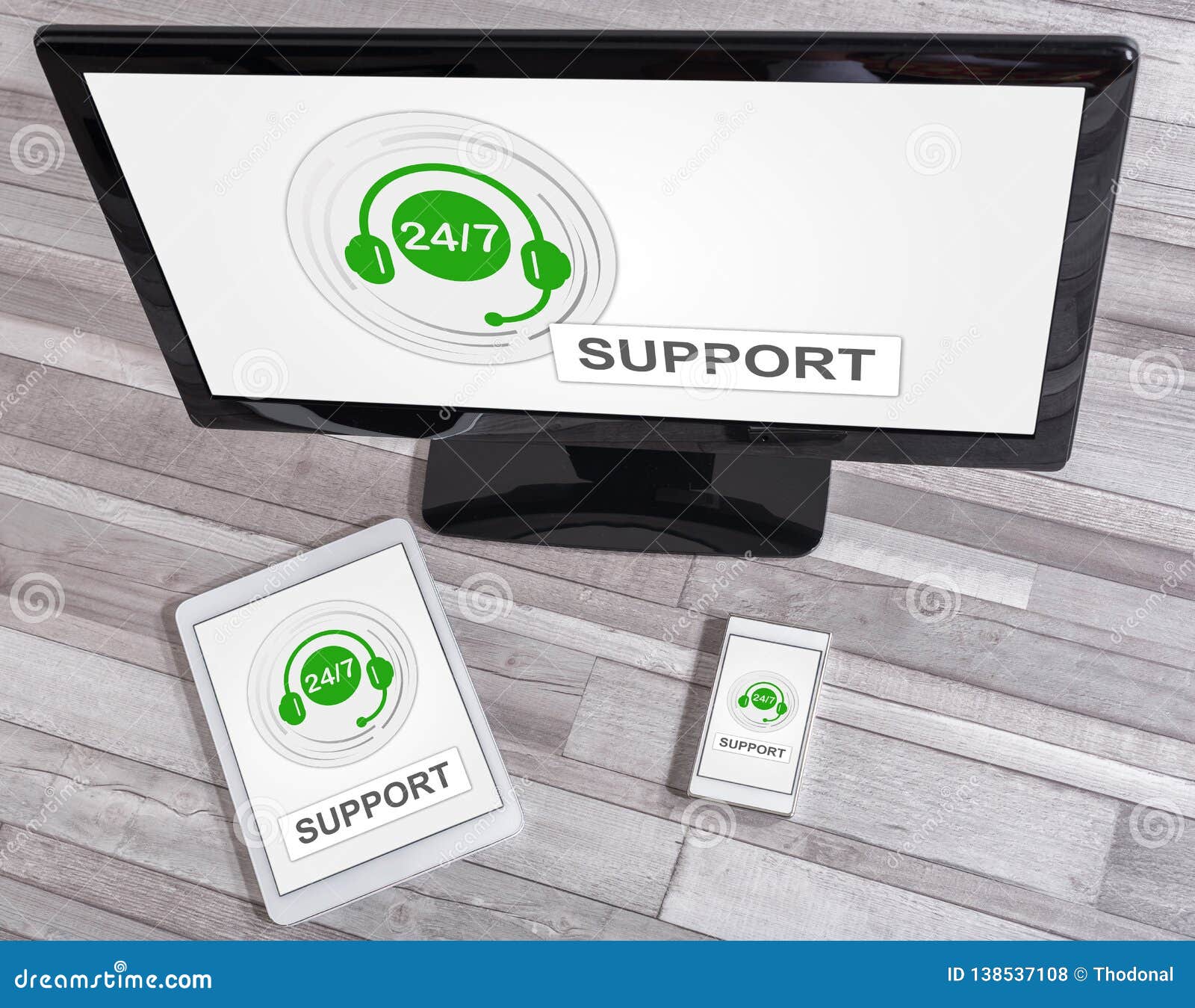 Support Concept on Different Devices Stock Photo - Image of hours ...