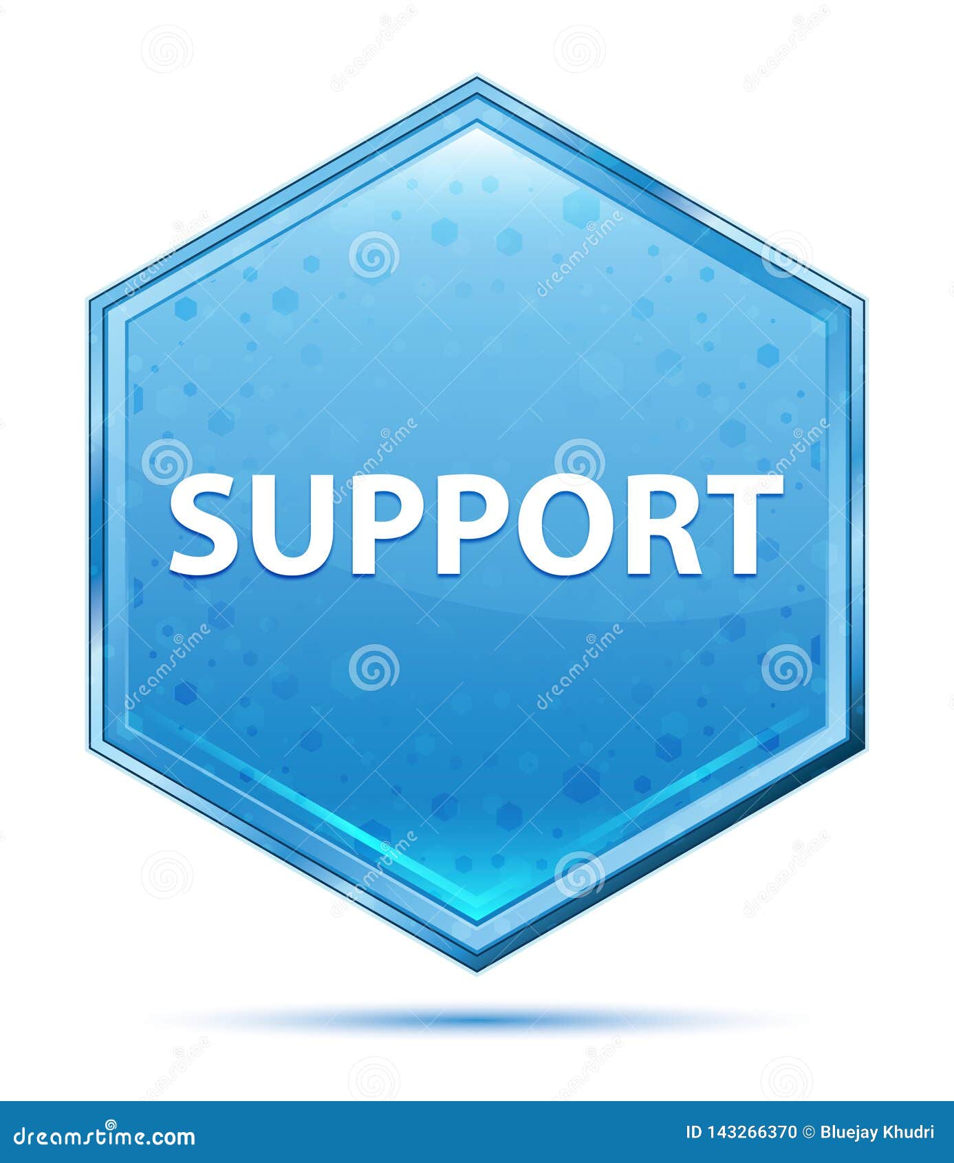 Support Crystal Blue Hexagon Button Stock Illustration - Illustration ...