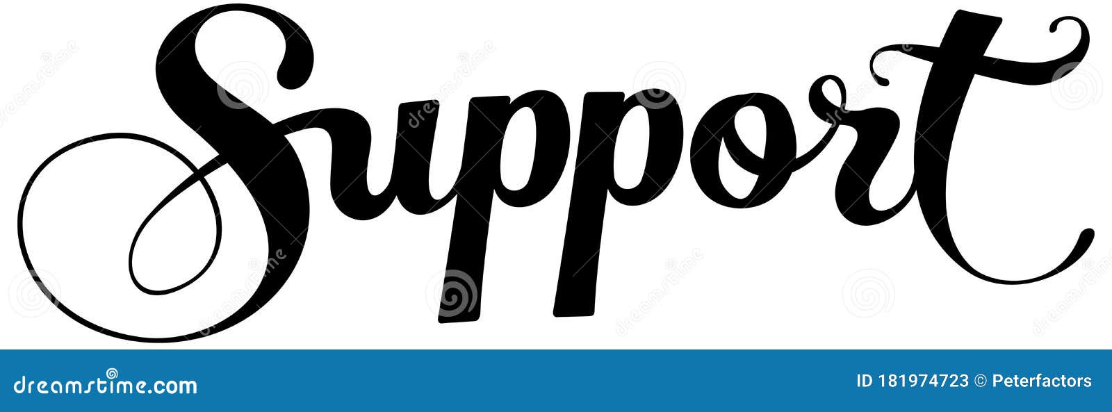 Support - Custom Calligraphy Text Stock Vector - Illustration of script ...