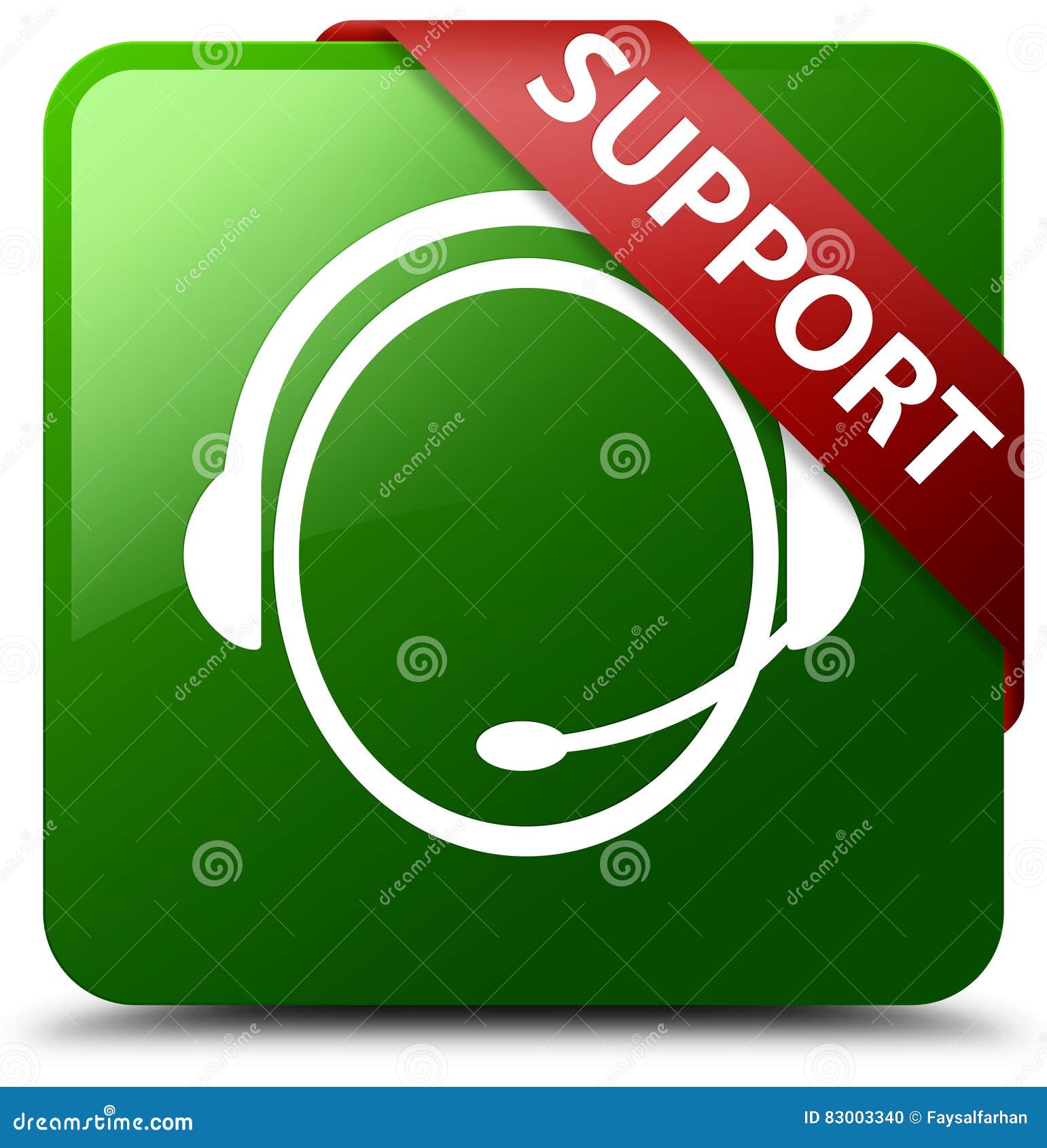 Support Customer Care Icon Green Square Button Stock Illustration ...