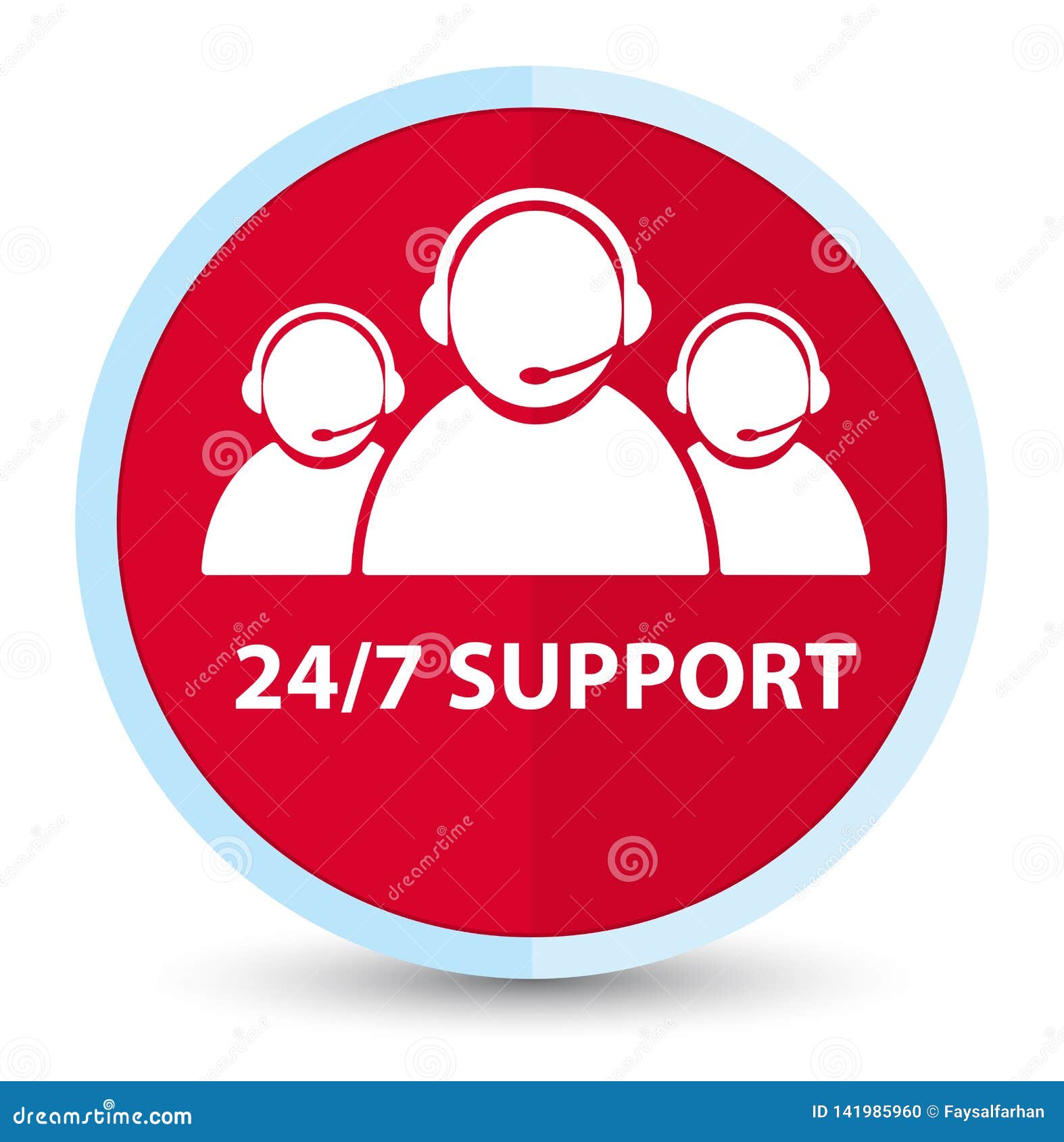 24/7 Support (customer Care Team Icon) Flat Prime Red Round Button ...