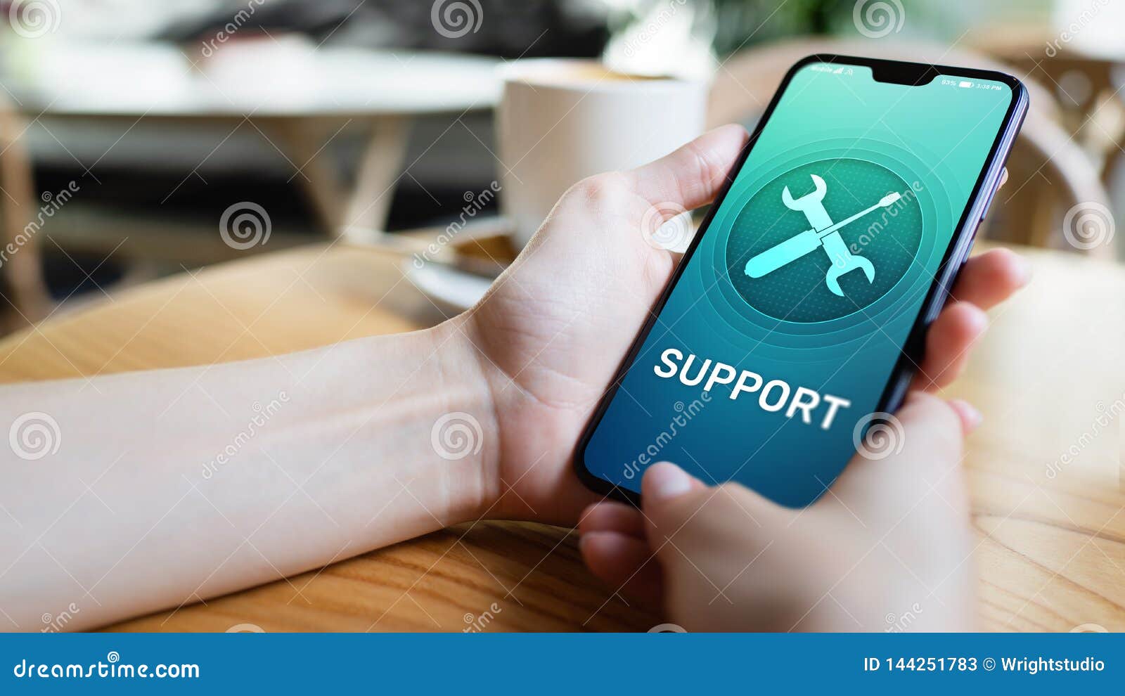 Support, Customer Service Icon on Mobile Phone Screen. Call Center ...
