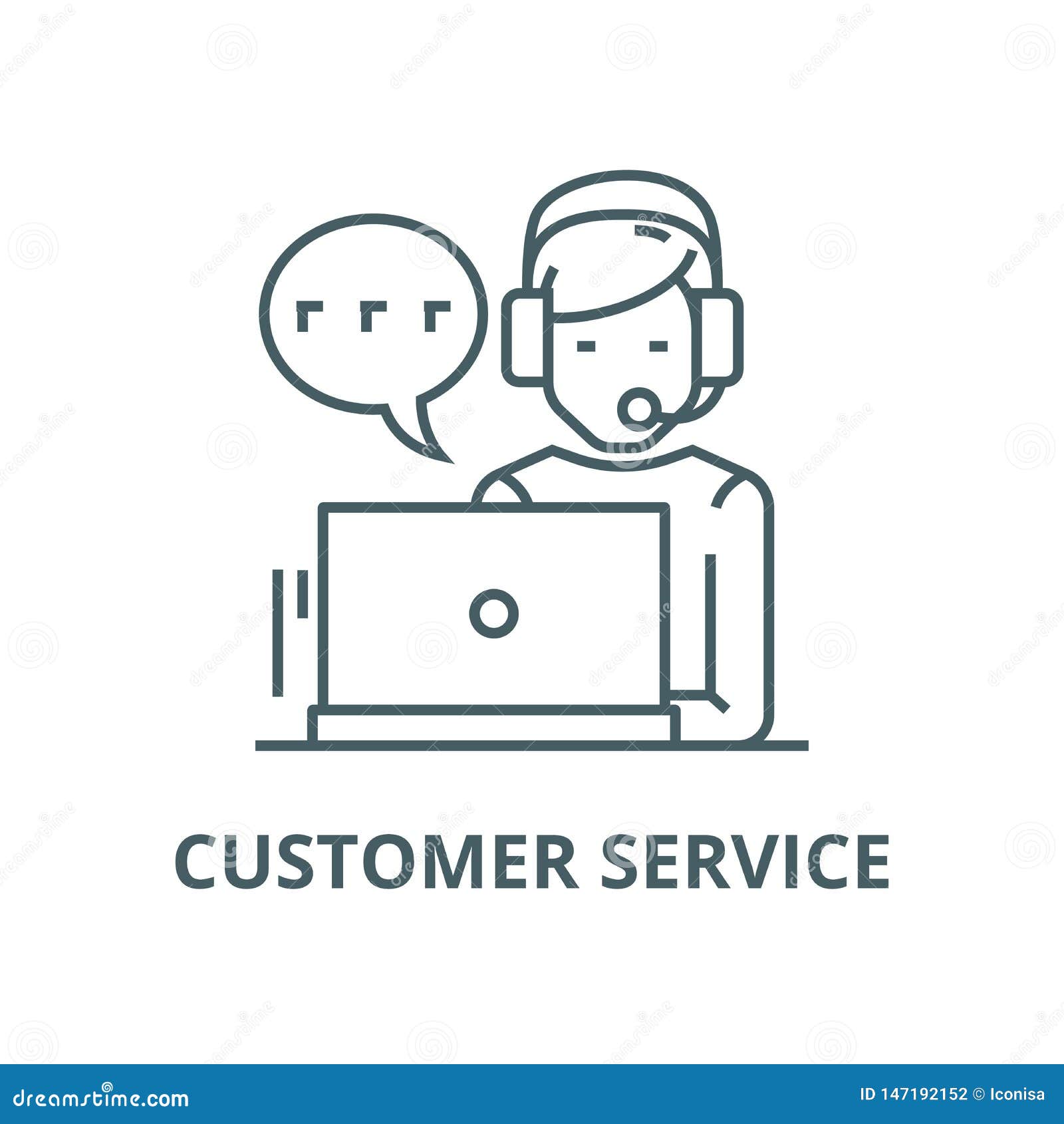 Support,customer Service,man Vector Line Icon, Linear Concept, Outline ...