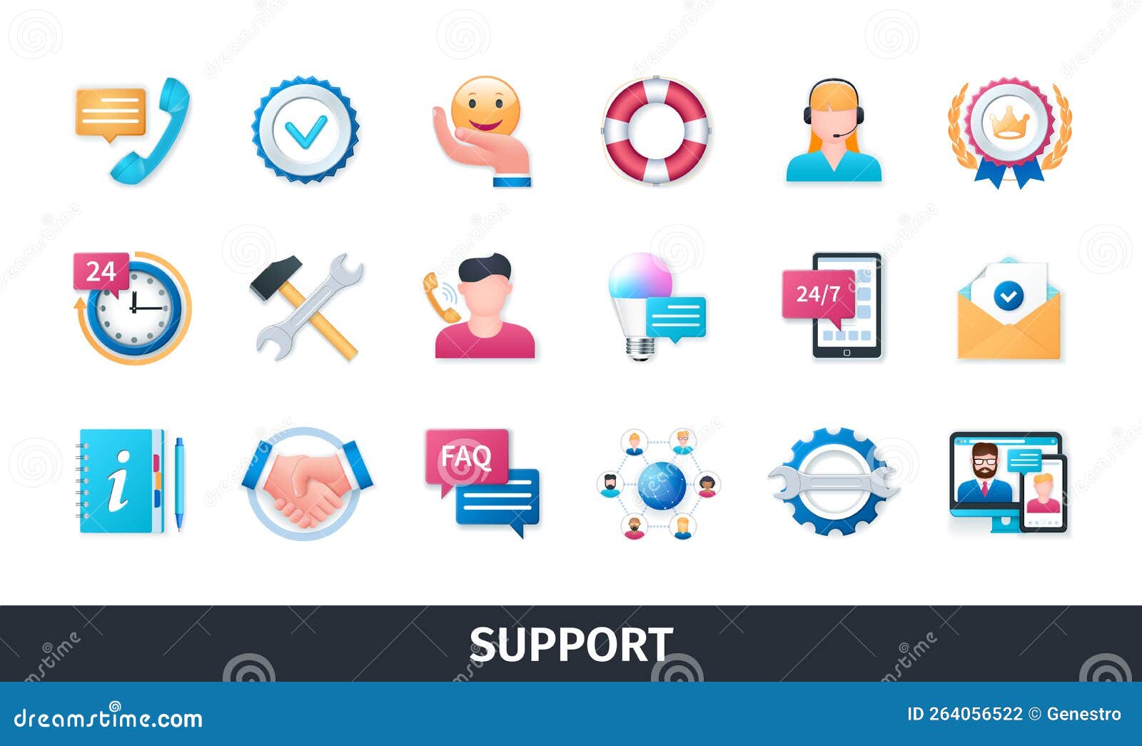 Support 3d vector icon set stock illustration. Illustration of data ...