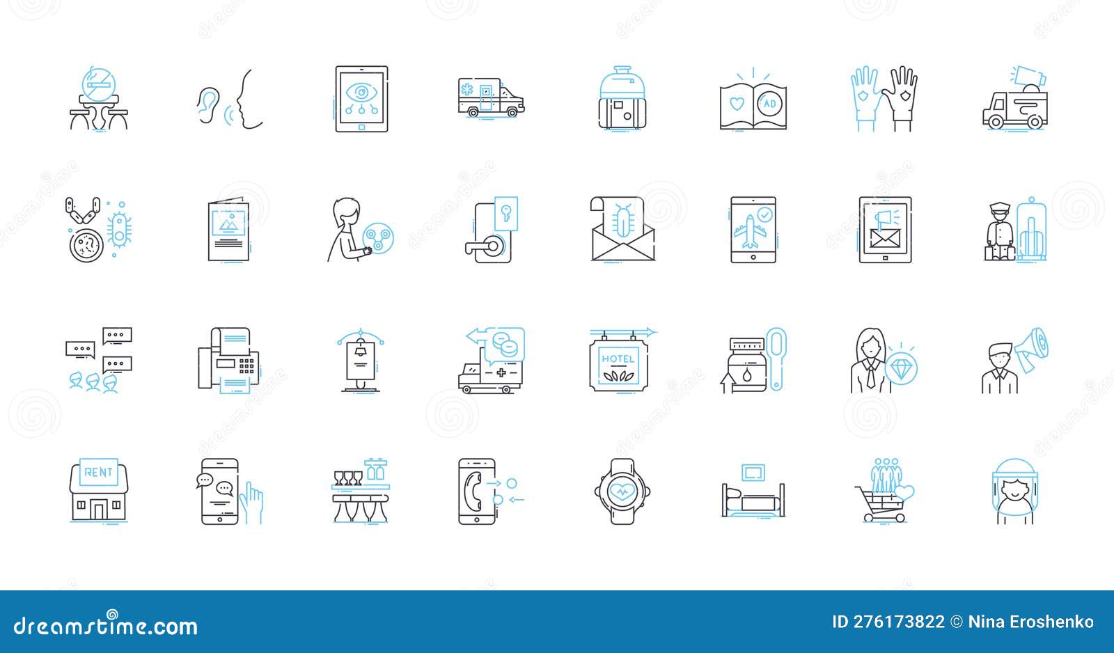 Support Desk Linear Icons Set. Assistance, Help, Service, Response ...