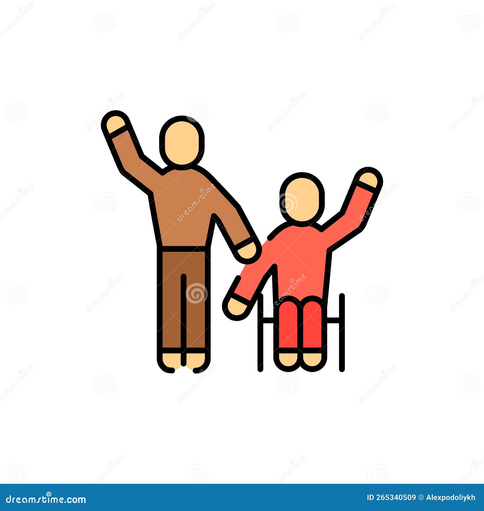 Support for Disabled People Color Line Icon. Multinational Company ...