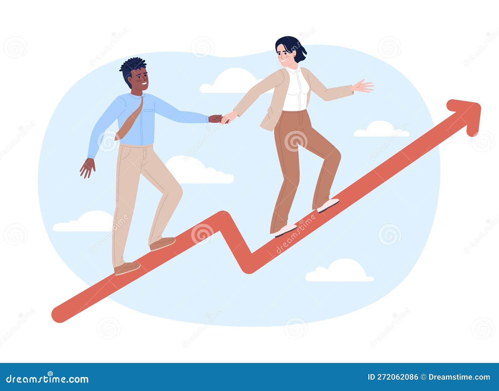 Support Each Other in Team Flat Concept Vector Spot Illustration Stock ...