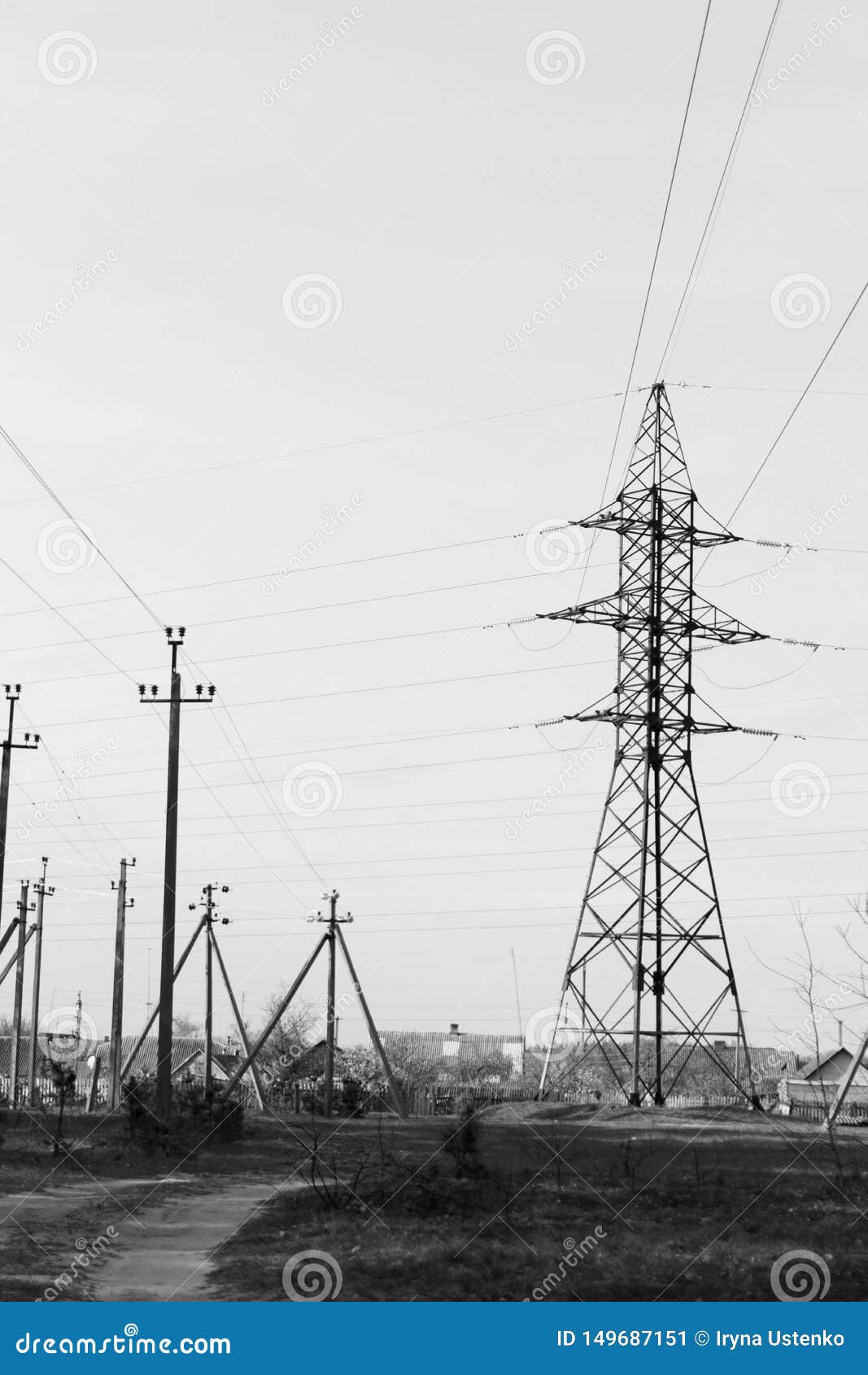 Support of Electro Transmission Lines Against Sky Stock Image - Image ...