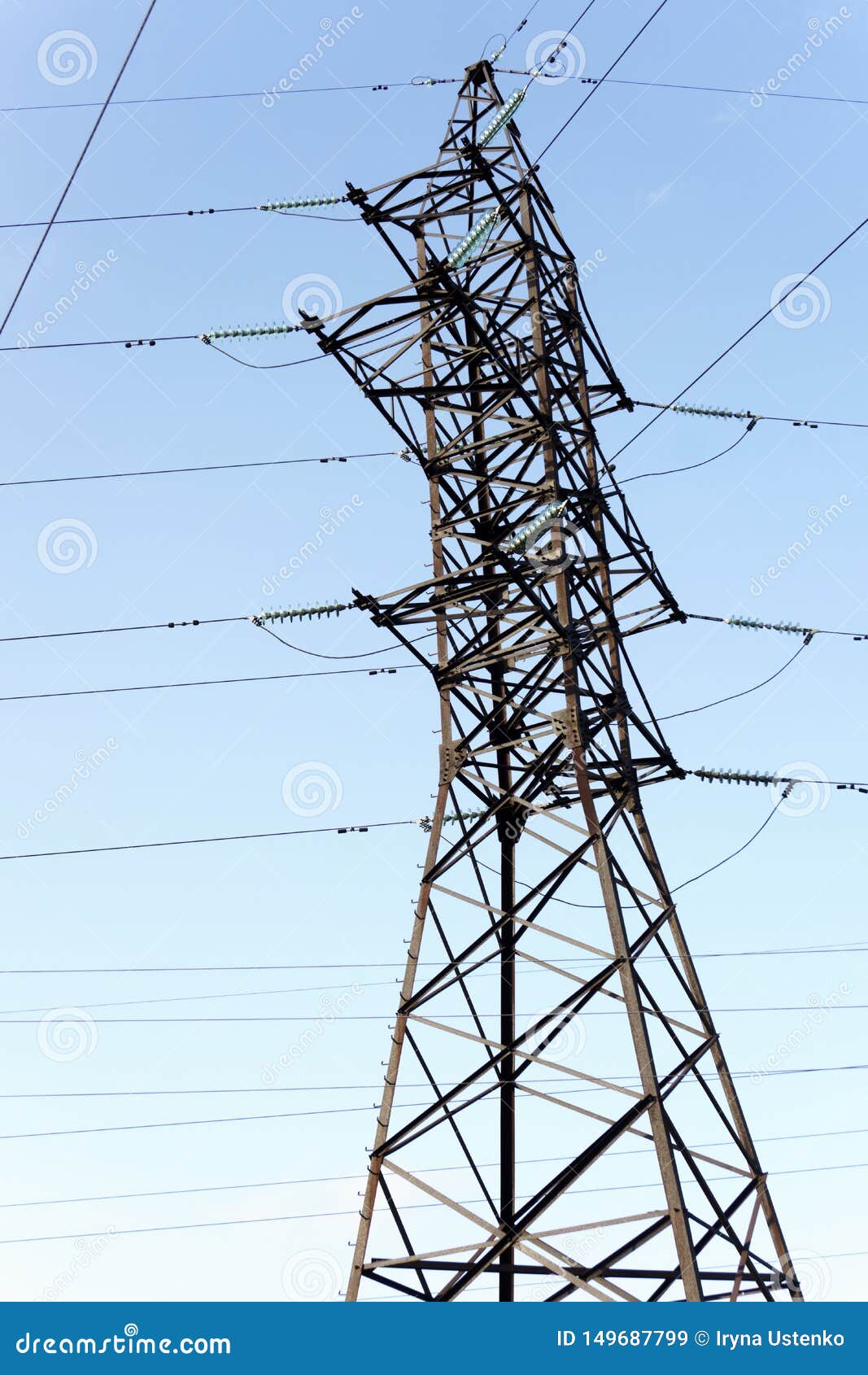 Support of Electro Transmission Lines Against Blue Sky Stock Image ...