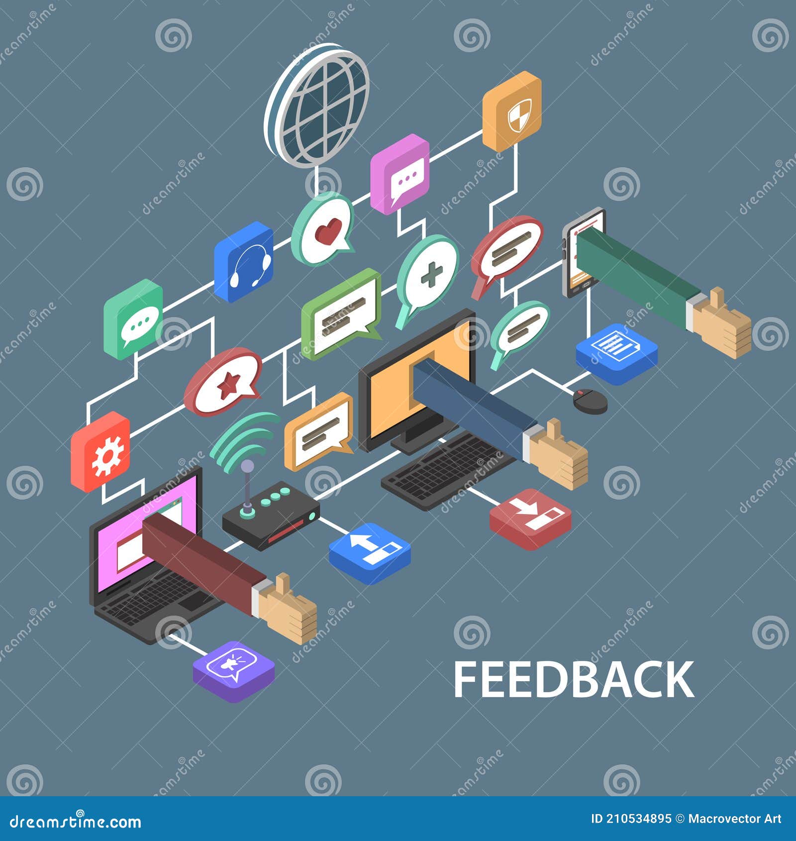 Support Feedback Concept stock vector. Illustration of isometric ...